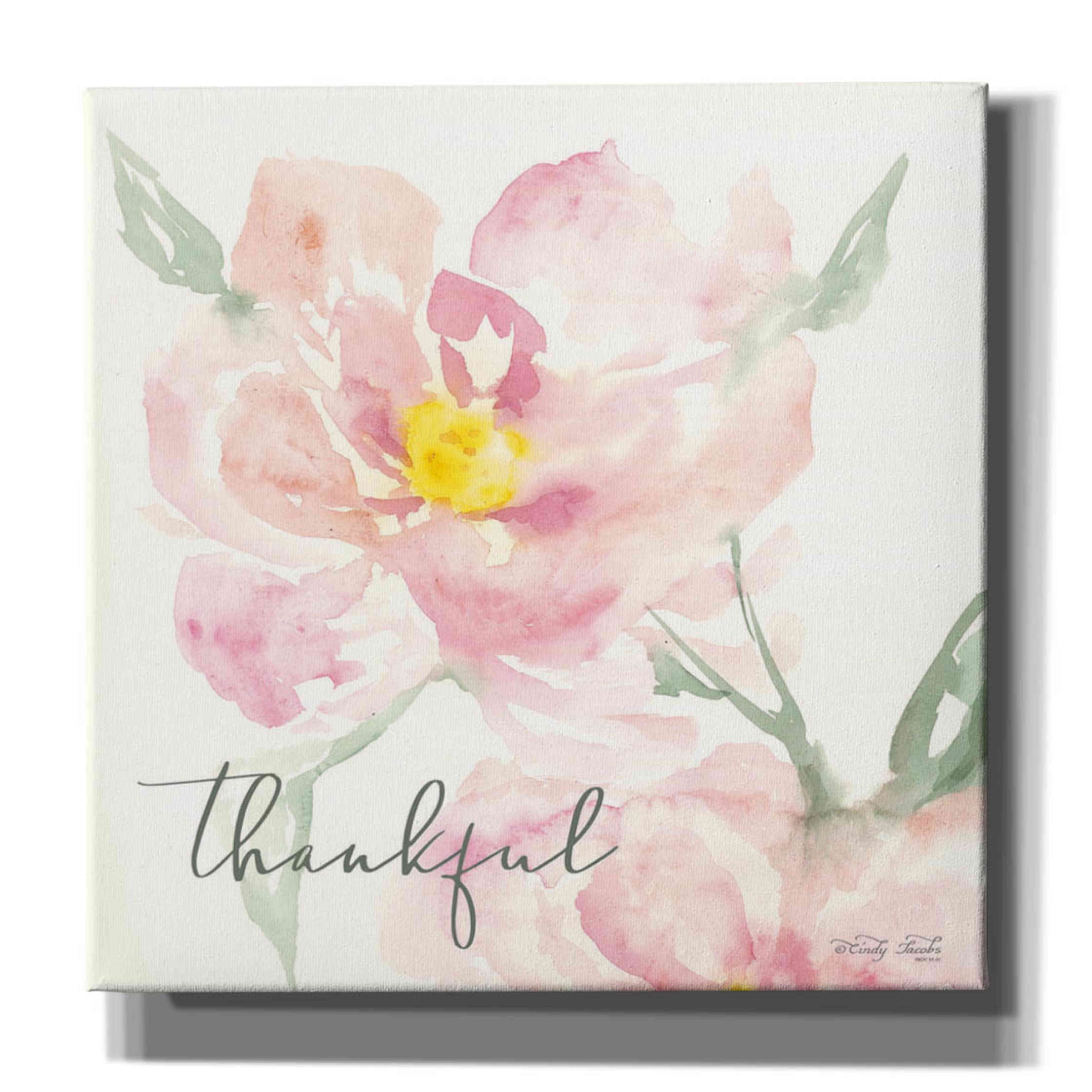 Epic Graffiti 'Floral Thankful' by Cindy Jacobs, Canvas Wall Art, 18 ...