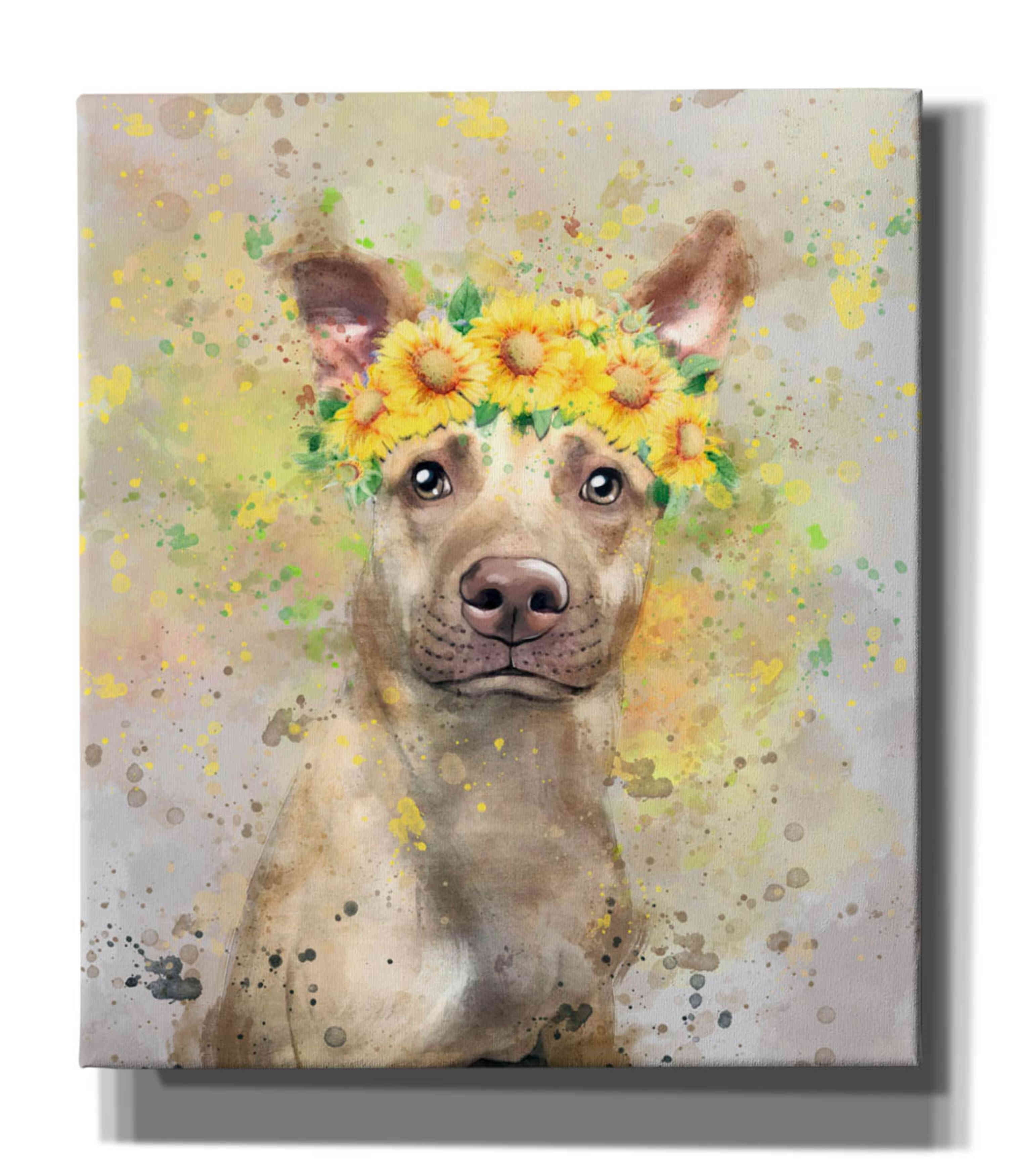 Epic Graffiti 'Flower Crown Pit Bull 2' by Furbaby Affiliates, Canvas ...
