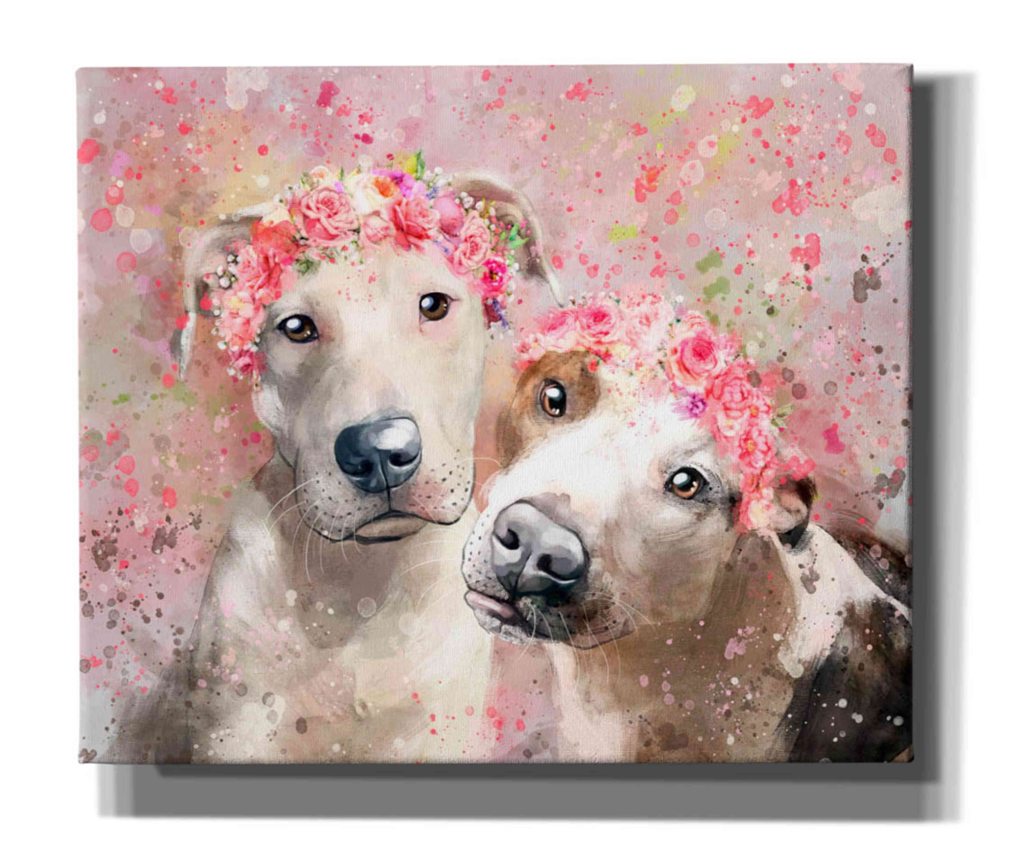 Epic Graffiti 'Flower Crown Pit Bull 3' by Furbaby Affiliates, Canvas ...