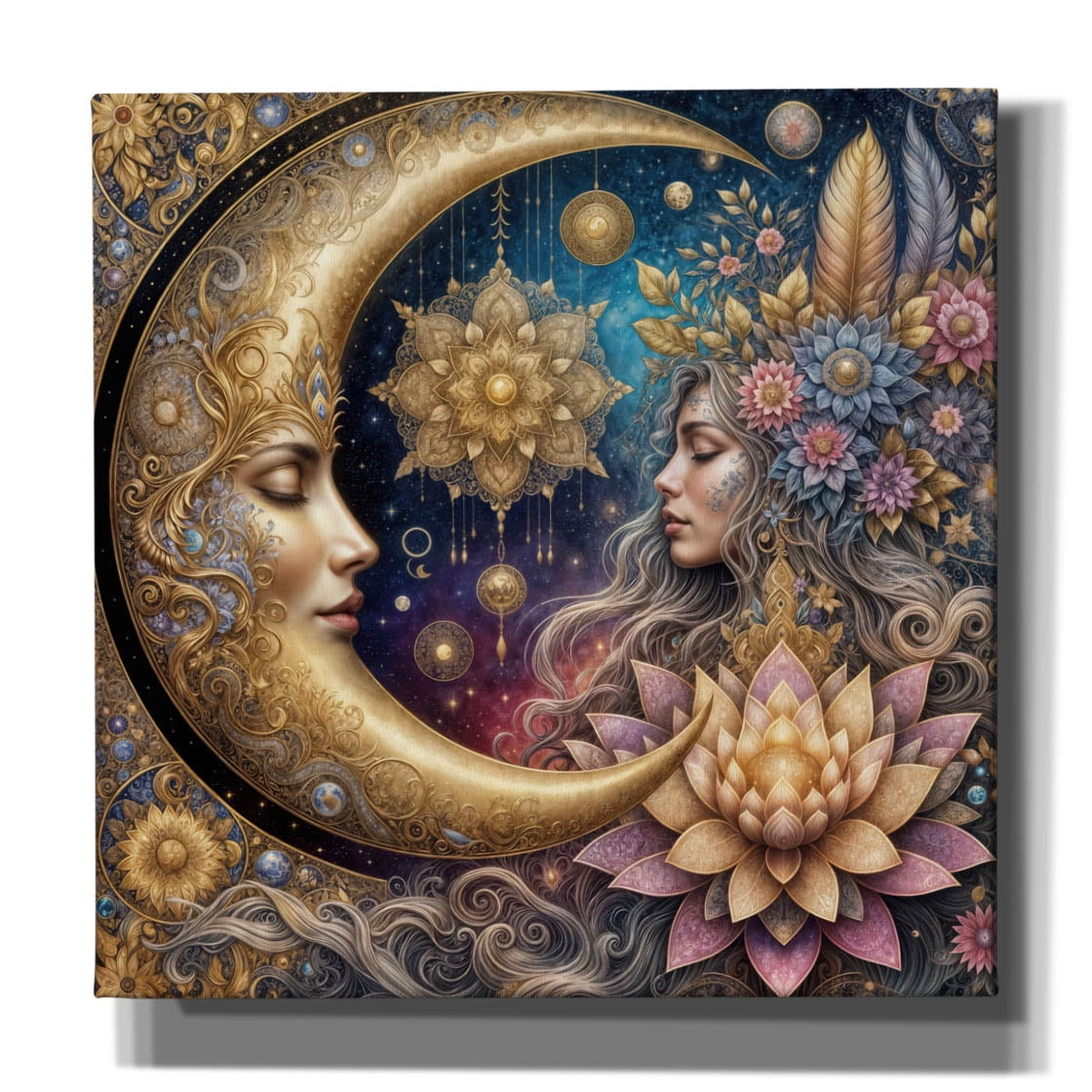 Epic Graffiti 'Golden Moon' by Rey Klimt Canvas Wall Art, 12" x 12 ...