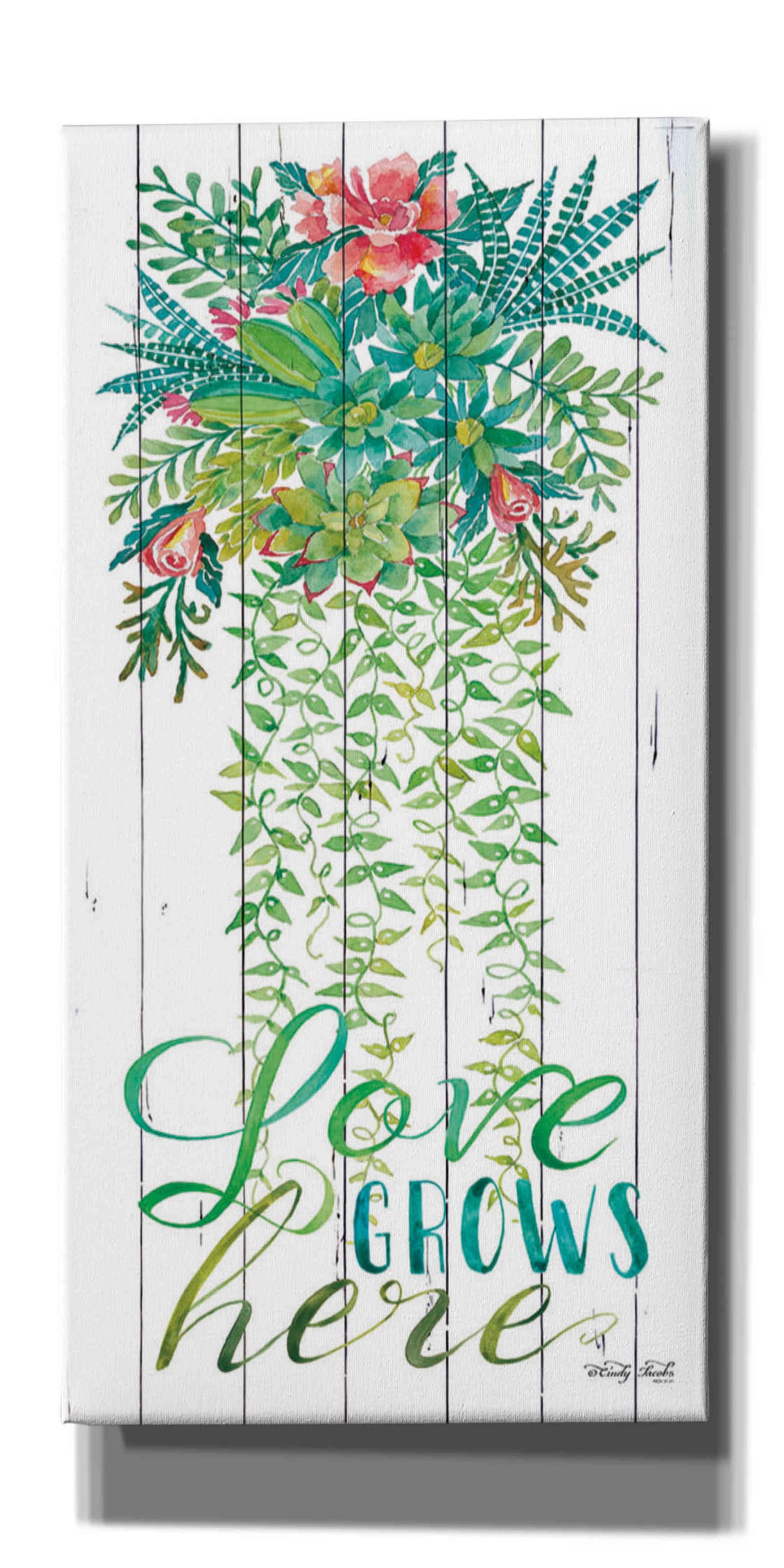 Epic Graffiti 'Love Grows Hanging Plant' by Cindy Jacobs, Canvas Wall ...