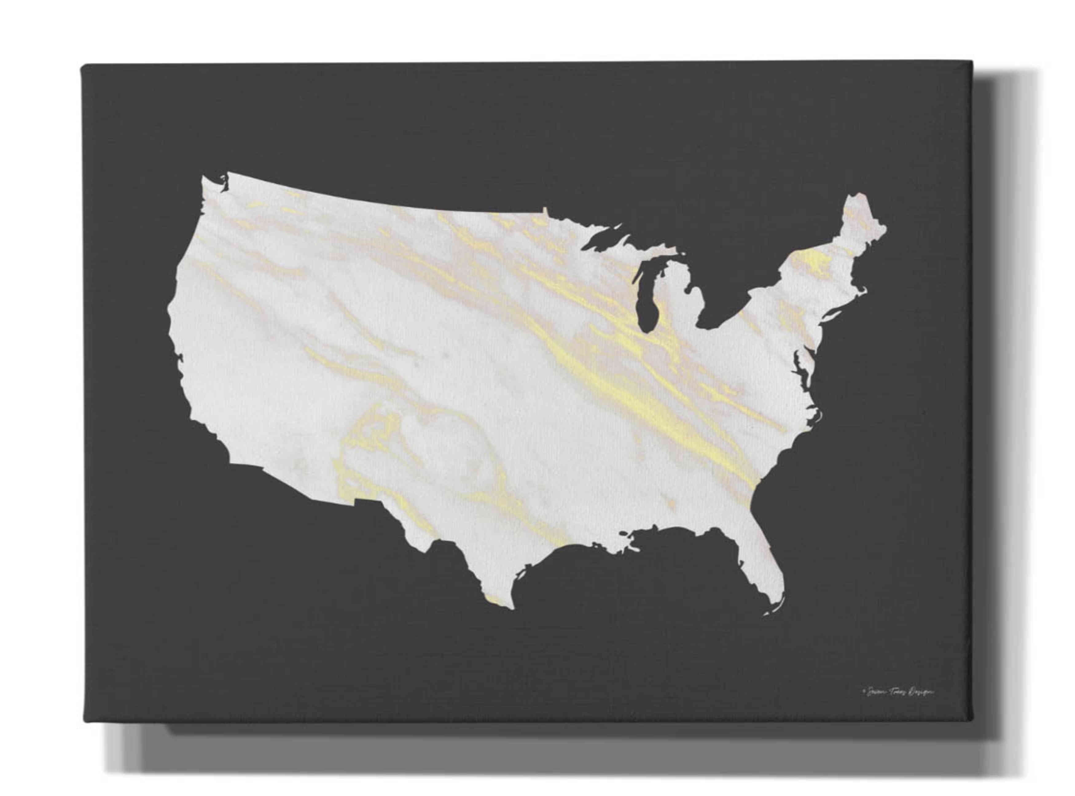 Epic Graffiti 'Marble Gold USA Map' by Seven Trees Design, Canvas Wall ...