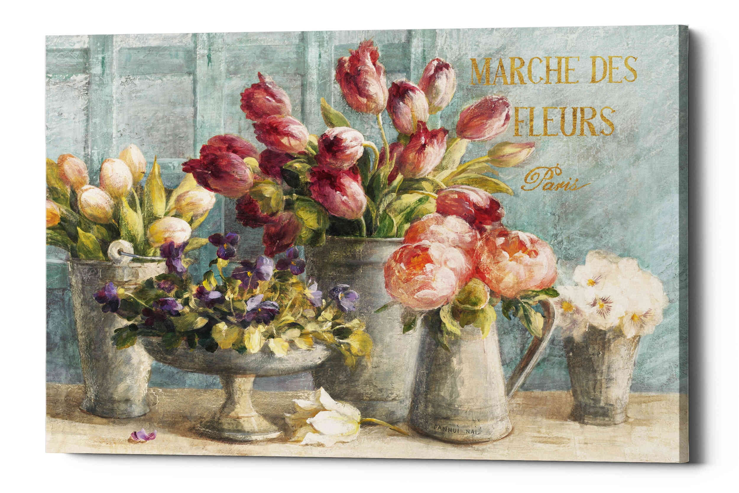 Epic Graffiti 'Marche des Fleurs Blue Gold' by Danhui Nai, Giclee ...