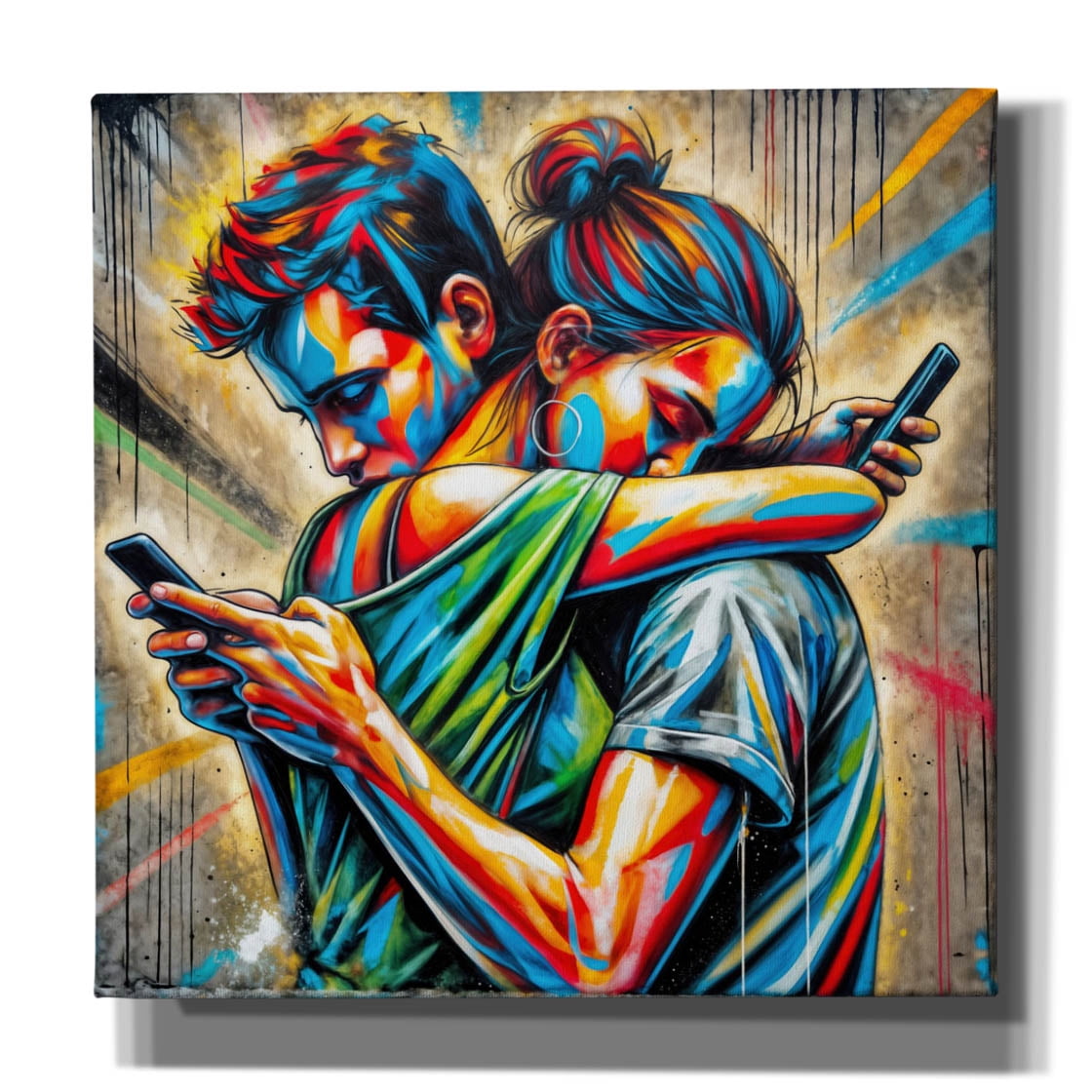 Epic Graffiti 'Modern Hug' by Rey Klimt Canvas Wall Art, 12" x 12 ...