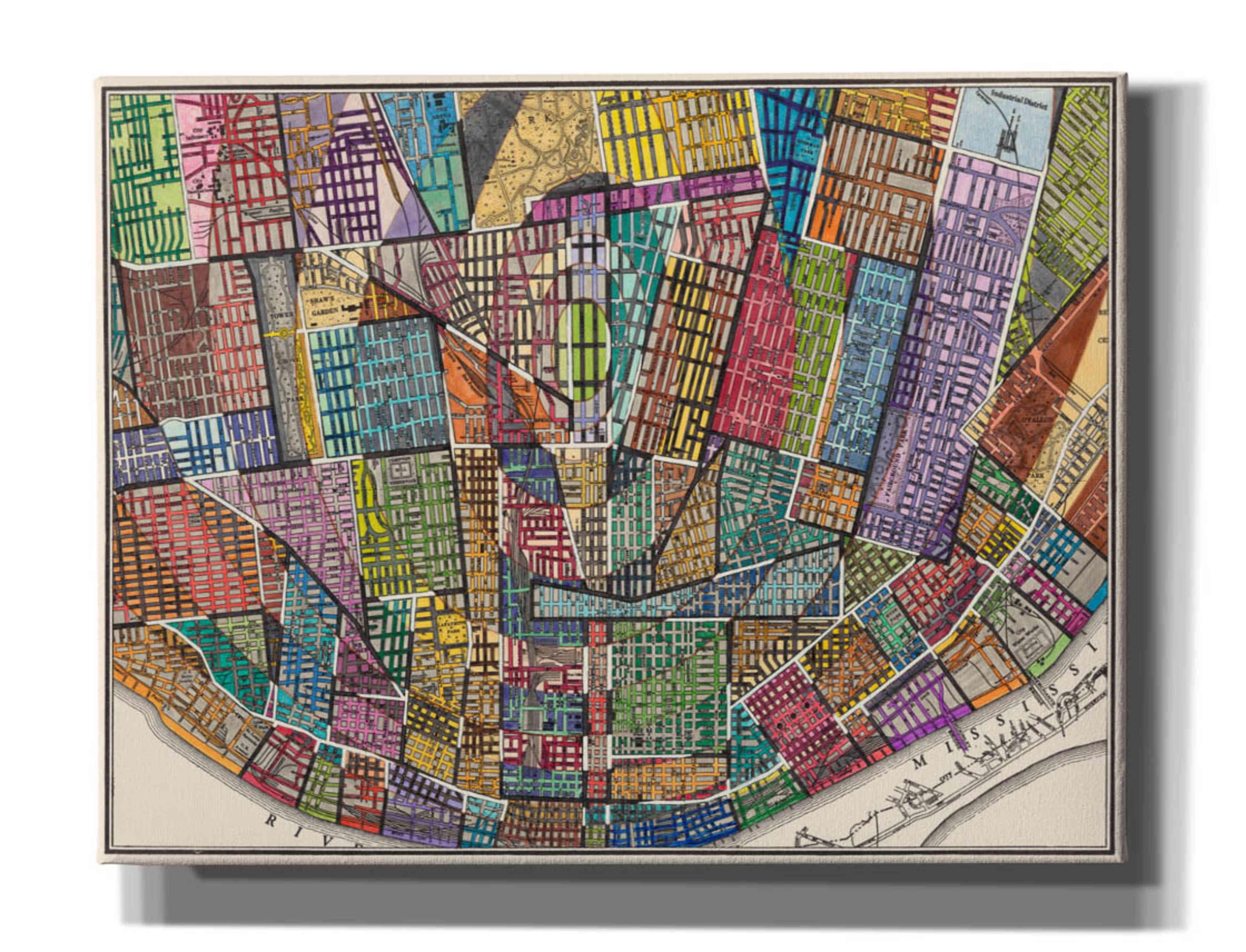 Epic Graffiti 'Modern Map of St. Louis' by Nikki Galapon Canvas Wall ...
