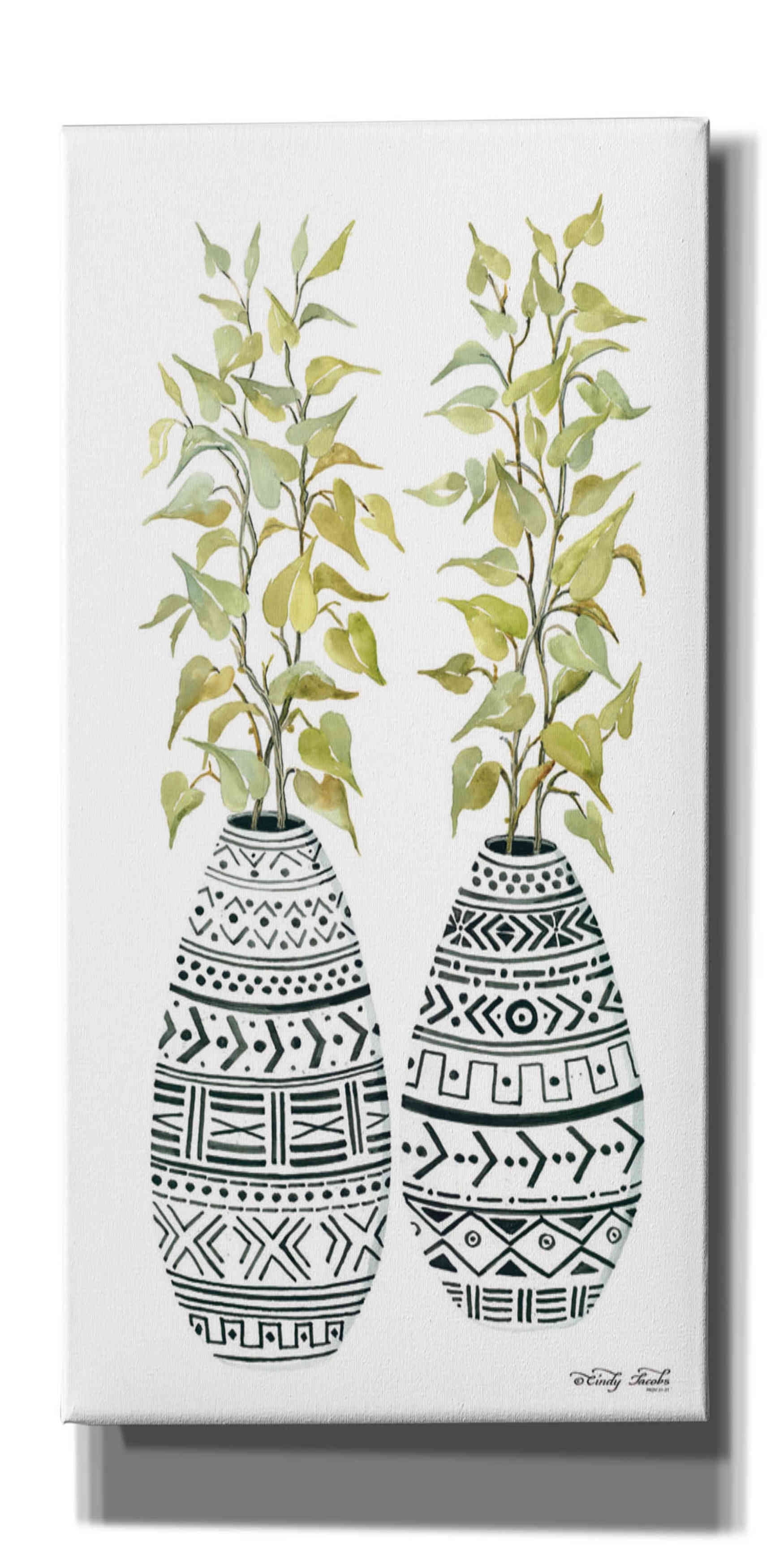 Epic Graffiti 'Mud Cloth Vase II' by Cindy Jacobs, Canvas Wall Art, 30"x60" - Walmart.com