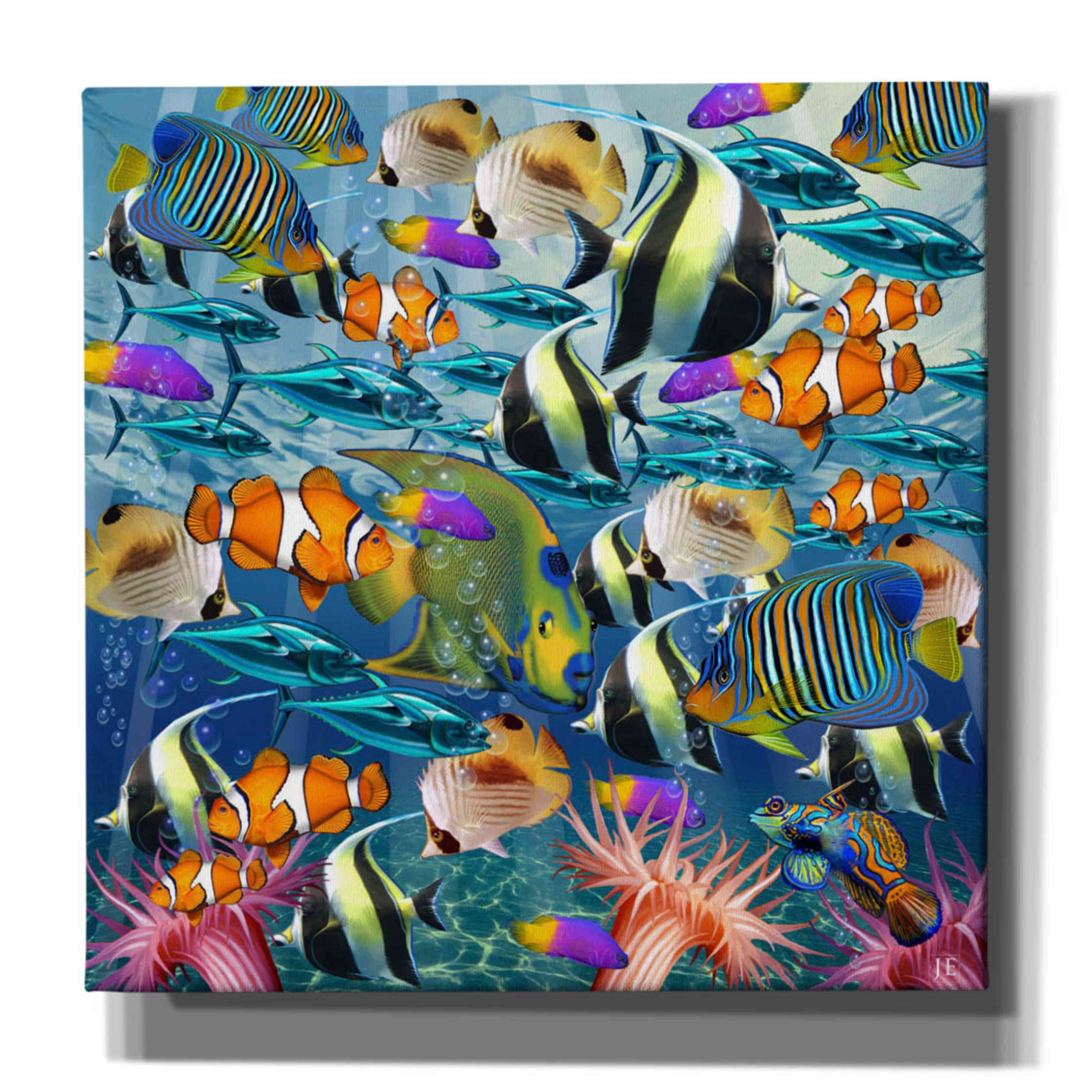 Epic Graffiti 'Multi Fish Dance' by Enright, Canvas Wall Art, 37"x37 ...