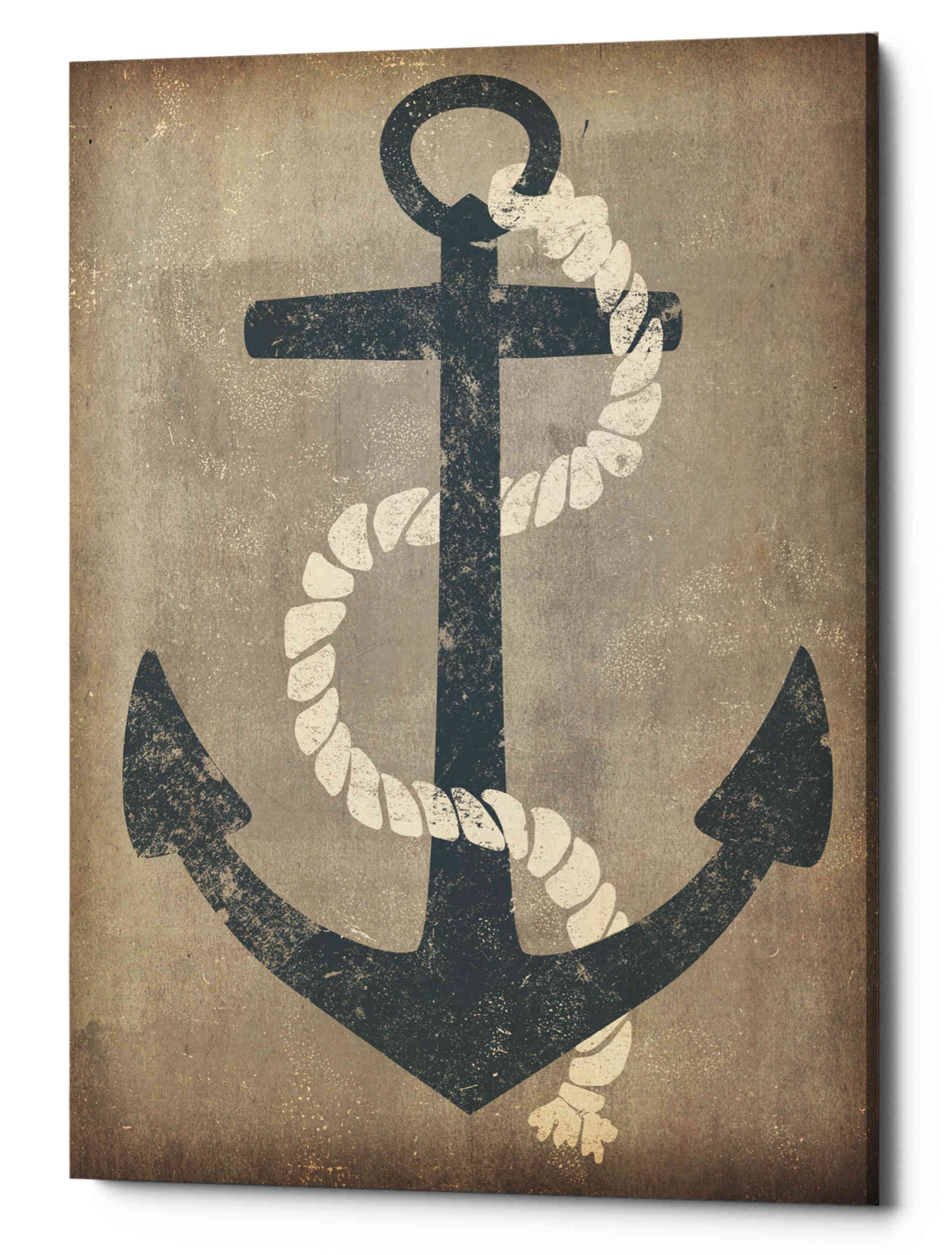 Epic Graffiti 'Nautical Anchor Vertical Gray' by Ryan Fowler, Canvas ...
