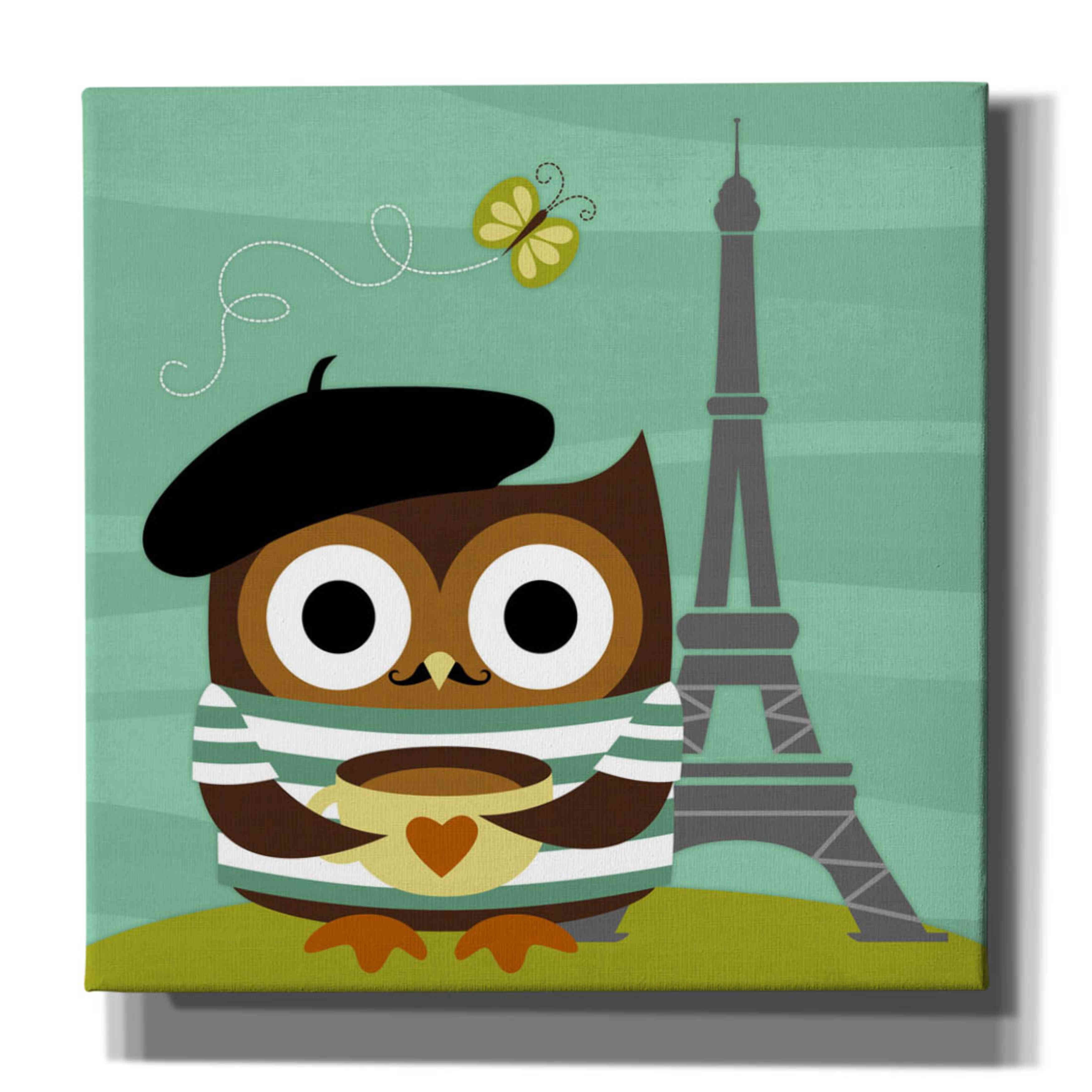 Epic Graffiti 'Owl in Paris' by Nancy Lee, Canvas Wall Art, 12"x12 ...