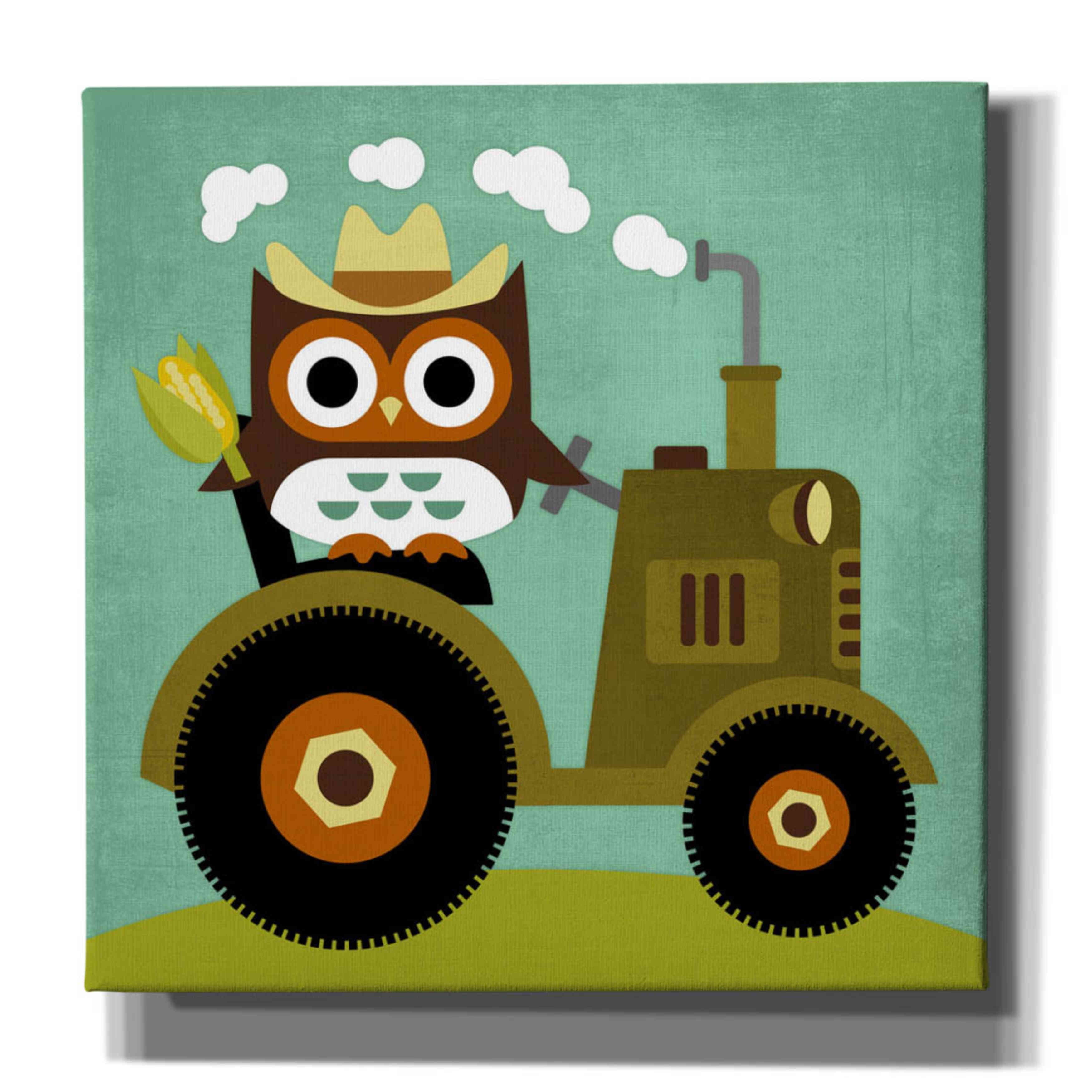 Epic Graffiti 'Owl on Tractor' by Nancy Lee, Canvas Wall Art, 12"x12 ...