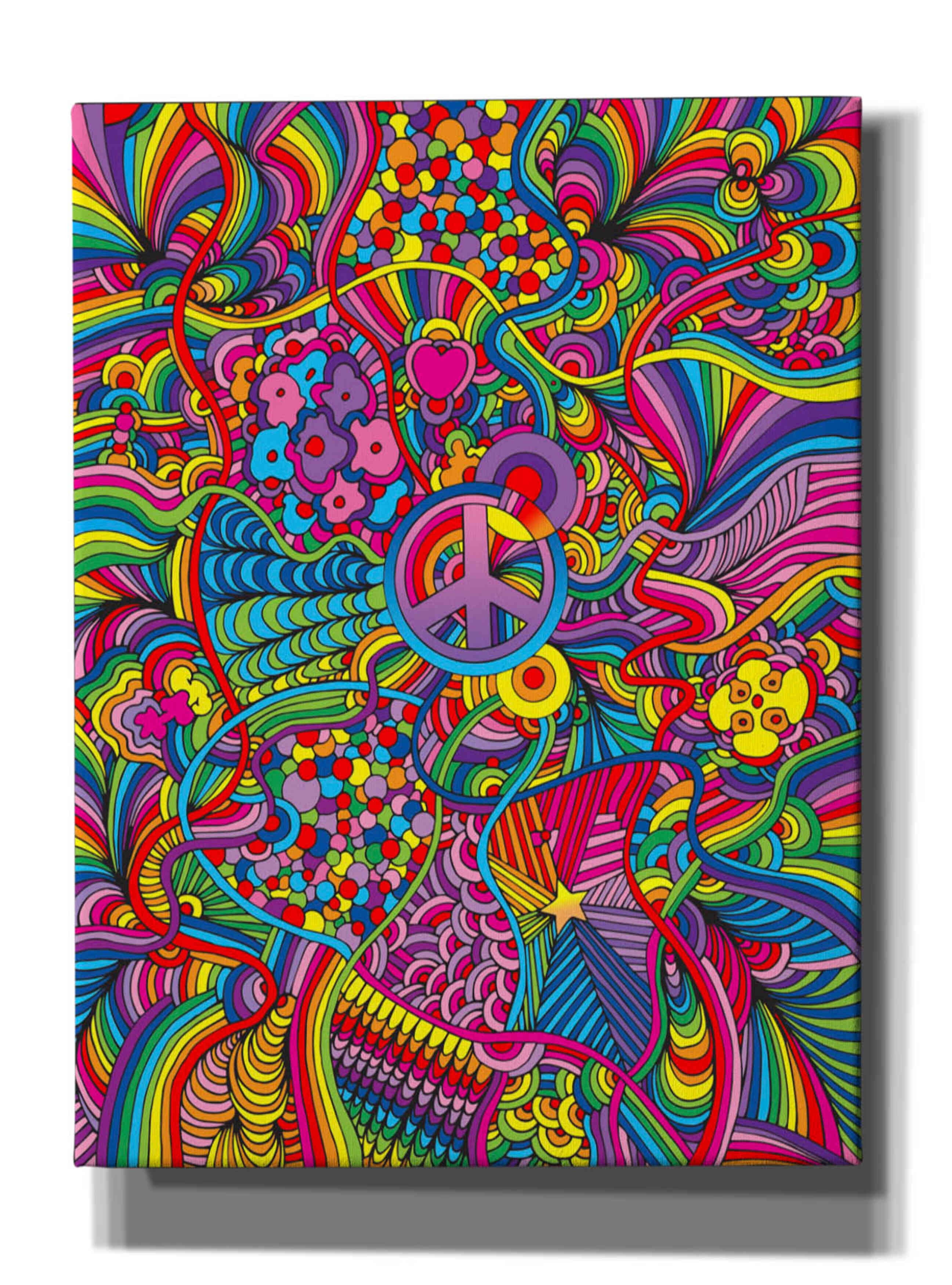 Epic Graffiti 'Peace Sign Lines' by Howie Green, Canvas Wall Art, 40 ...
