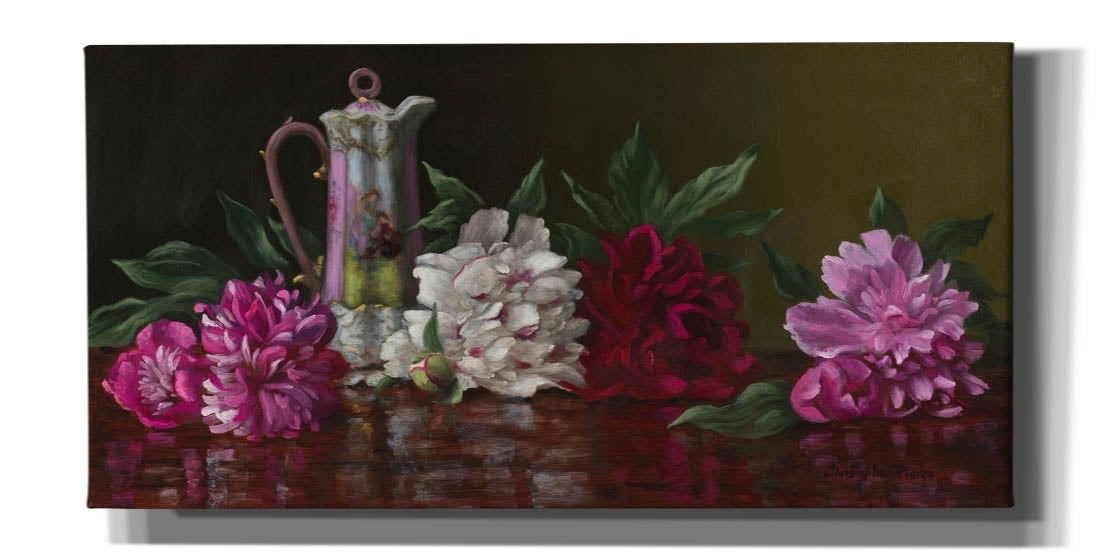 Epic Graffiti 'Peonies And Tea' by Christopher Pierce, Canvas Wall Art ...