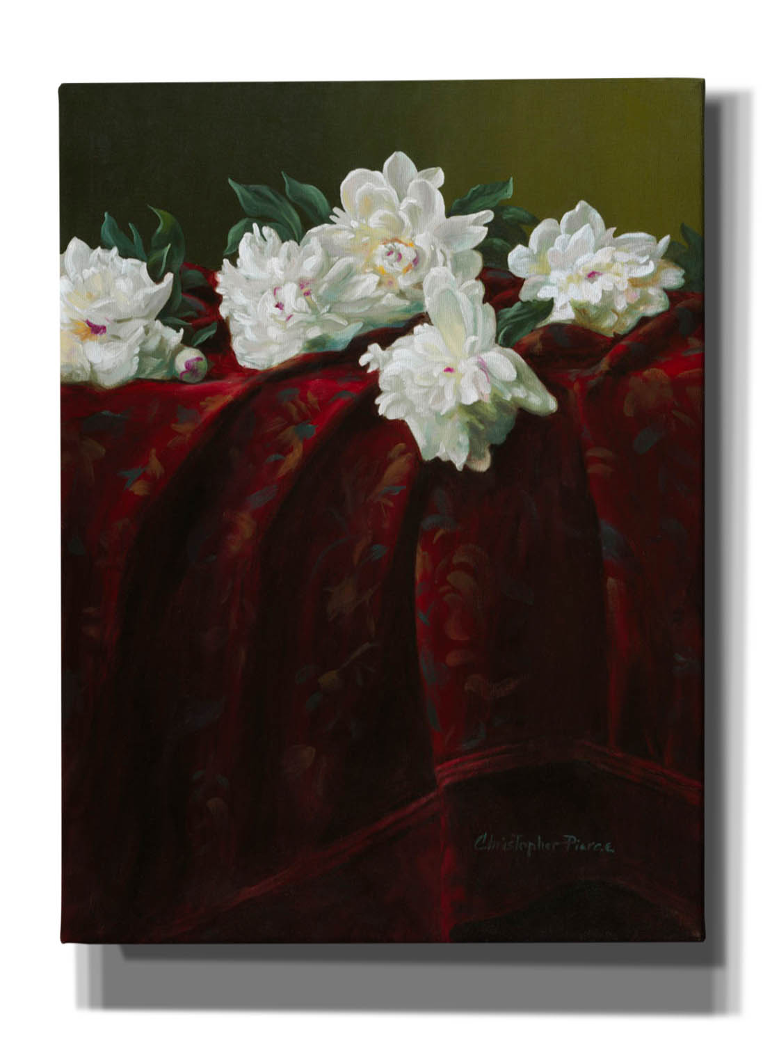 Epic Graffiti 'Peonies On Crimson' by Christopher Pierce, Canvas Wall ...