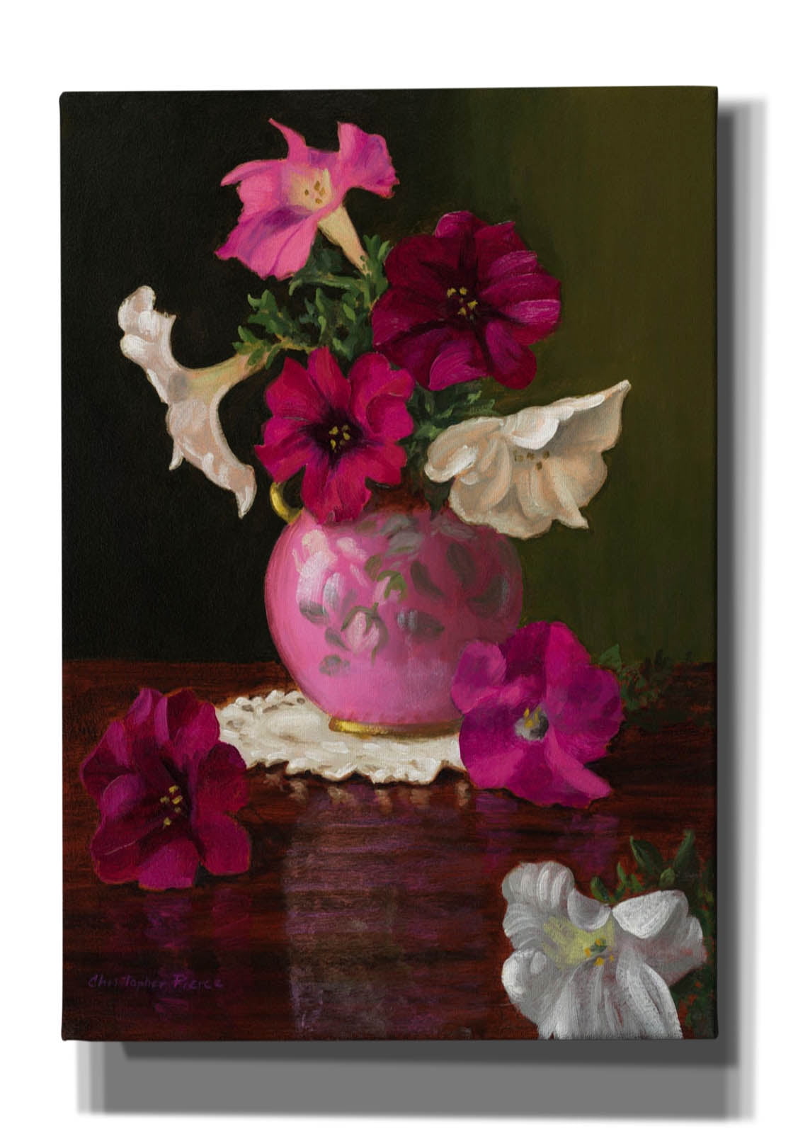 Epic Graffiti 'Petunias In Pink Vase' by Christopher Pierce, Canvas ...