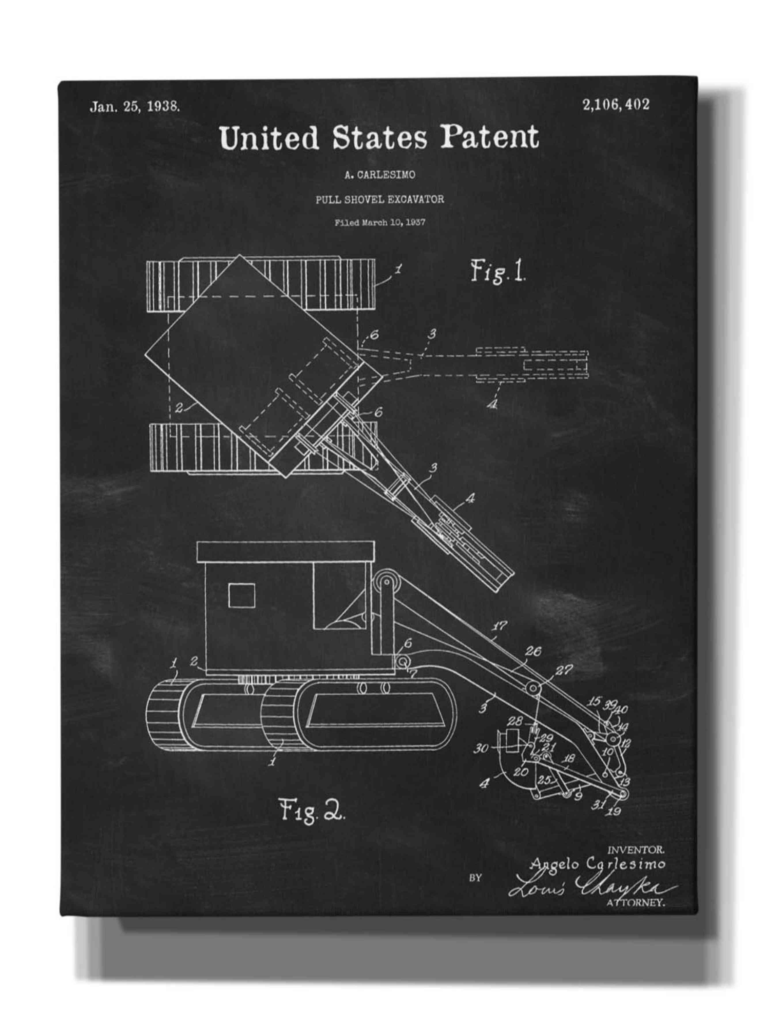 Epic Graffiti 'Pull Shovel Excavator Blueprint Patent Chalkboard ...