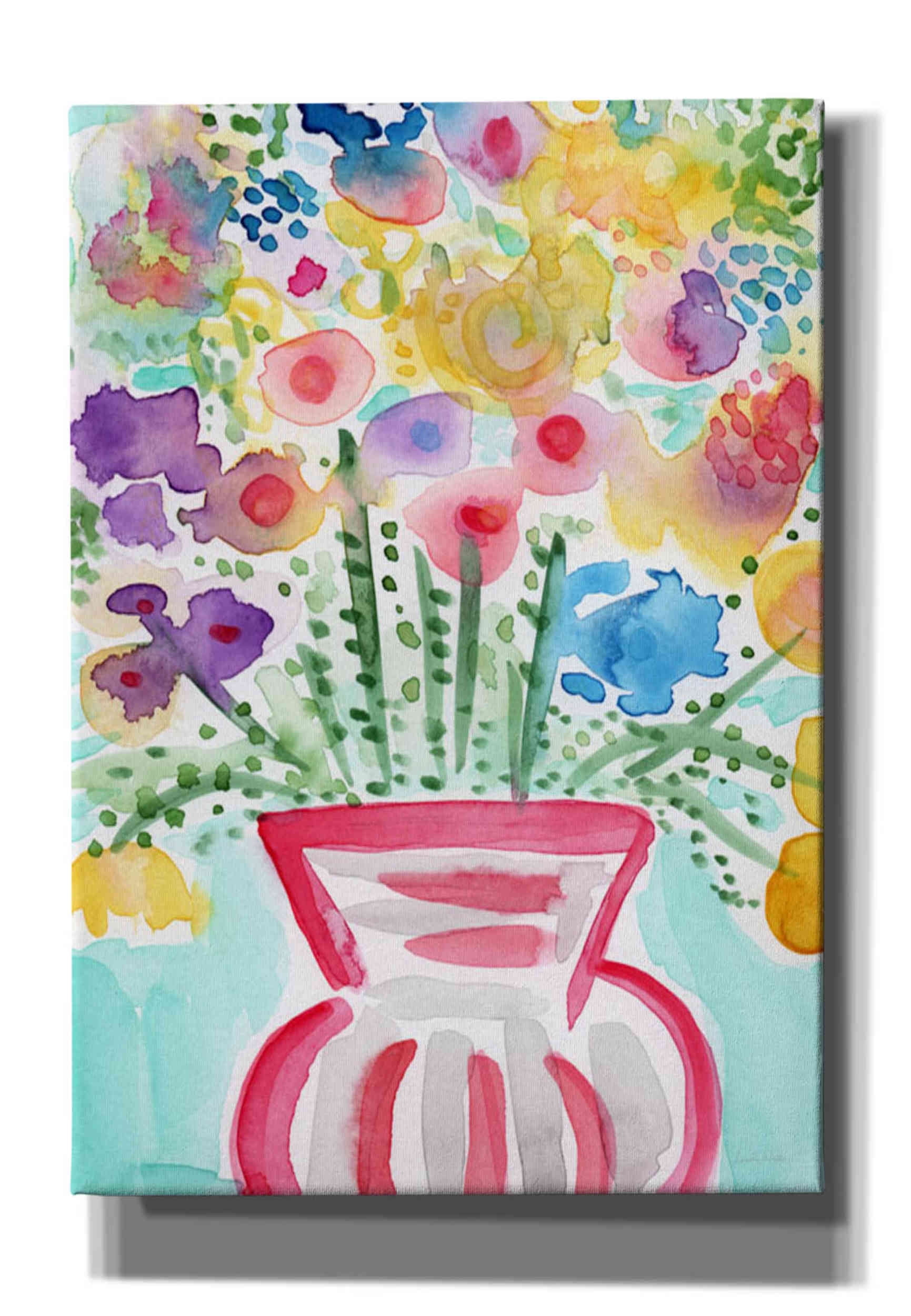 Epic Graffiti 'Red Vase Of Flowers' by Linda Woods, Canvas Wall Art, 18 ...