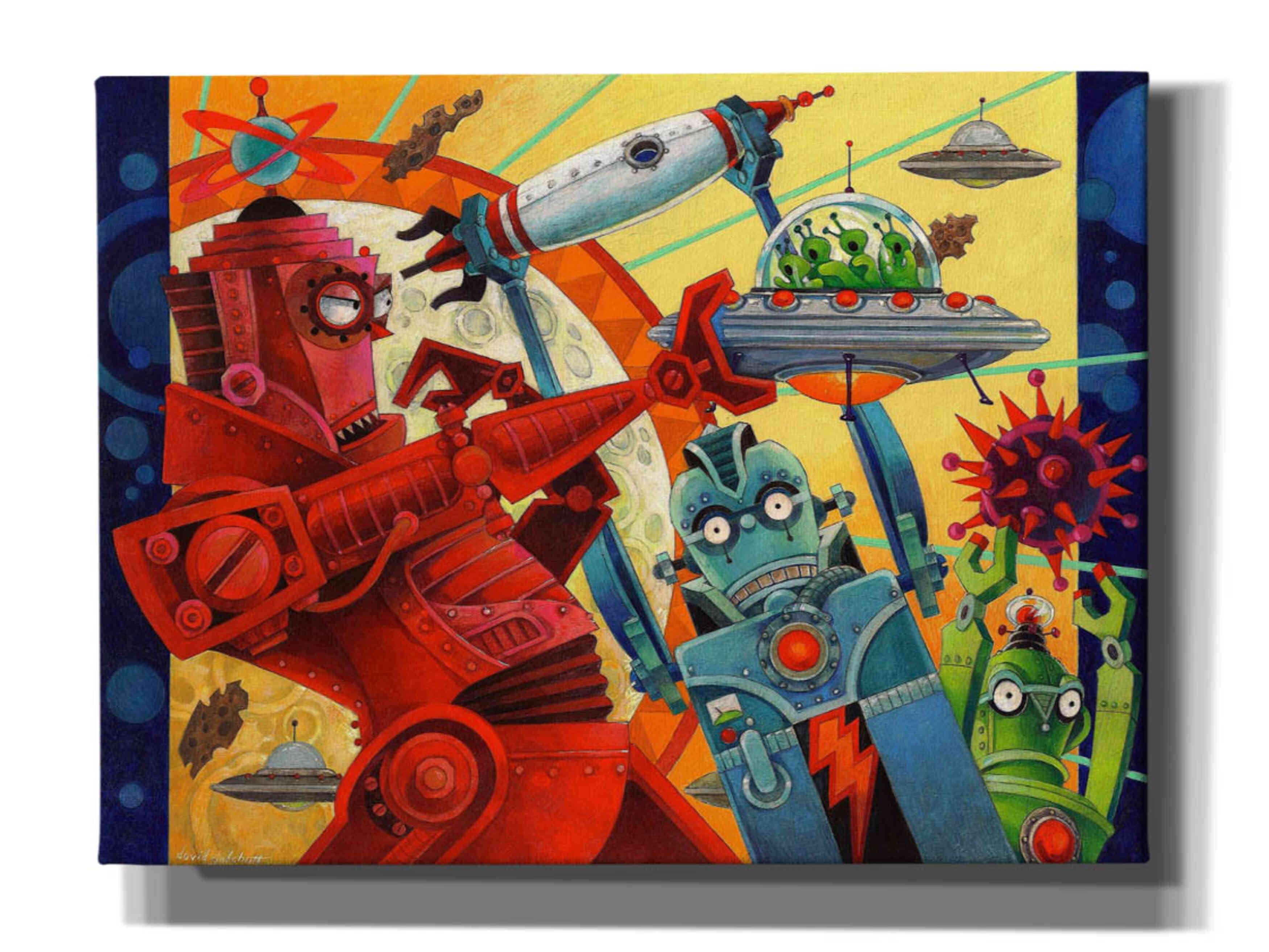 Epic Graffiti 'Robotic Uprising' by David Galchutt, Canvas Wall Art, 16 ...