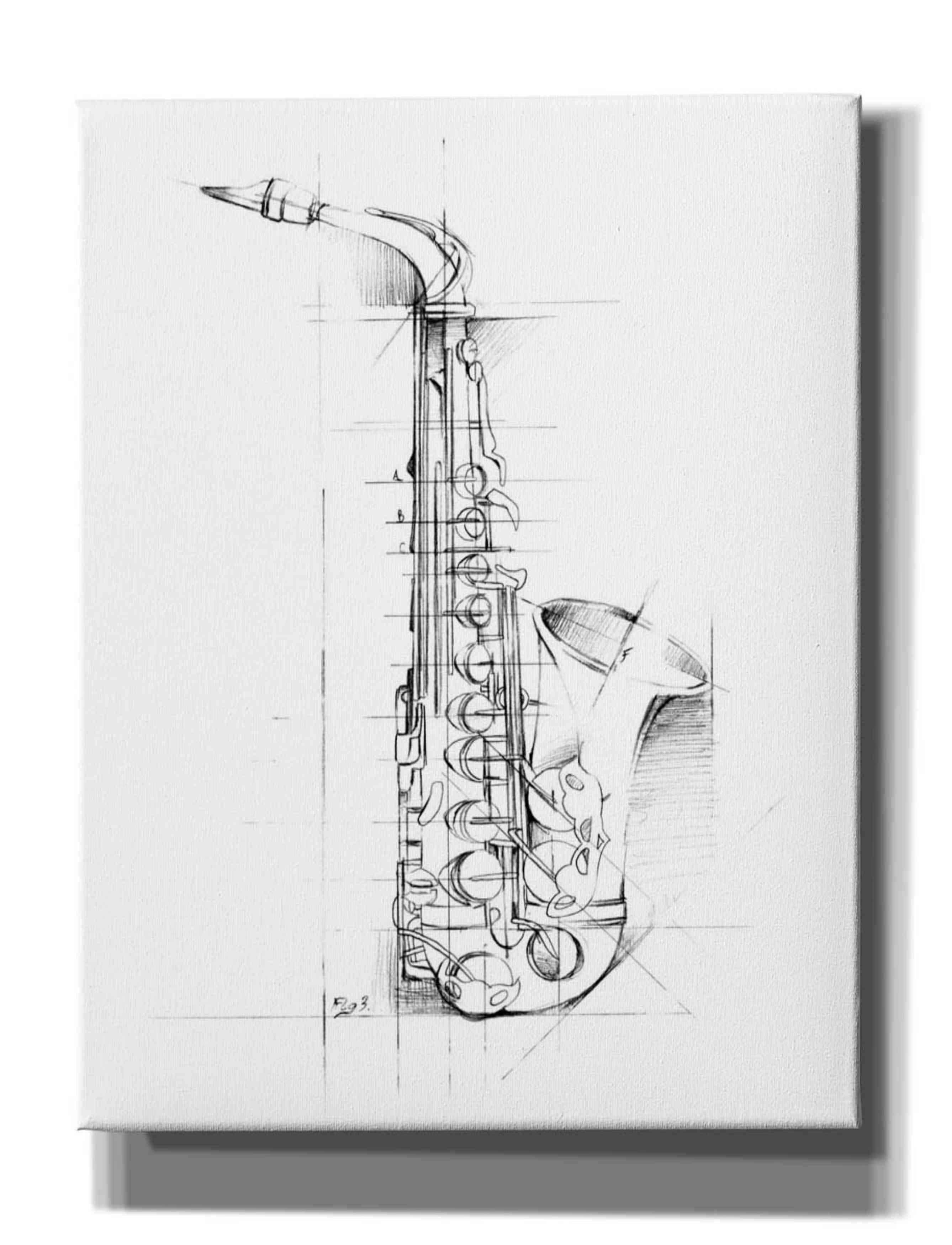 Epic Graffiti "Saxophone Sketch" by Ethan Harper, Canvas Wall Art, 26 ...
