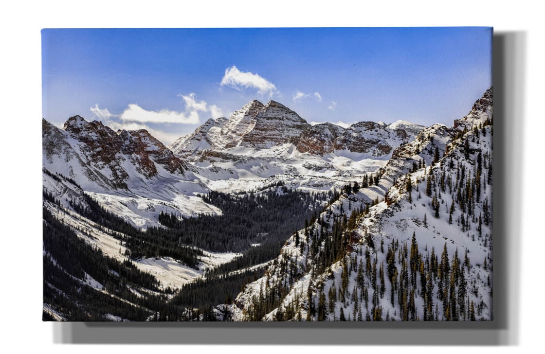 Epic Graffiti 'Snow Covered Maroon Bells' by Jonathan Ross, Canvas Wall ...