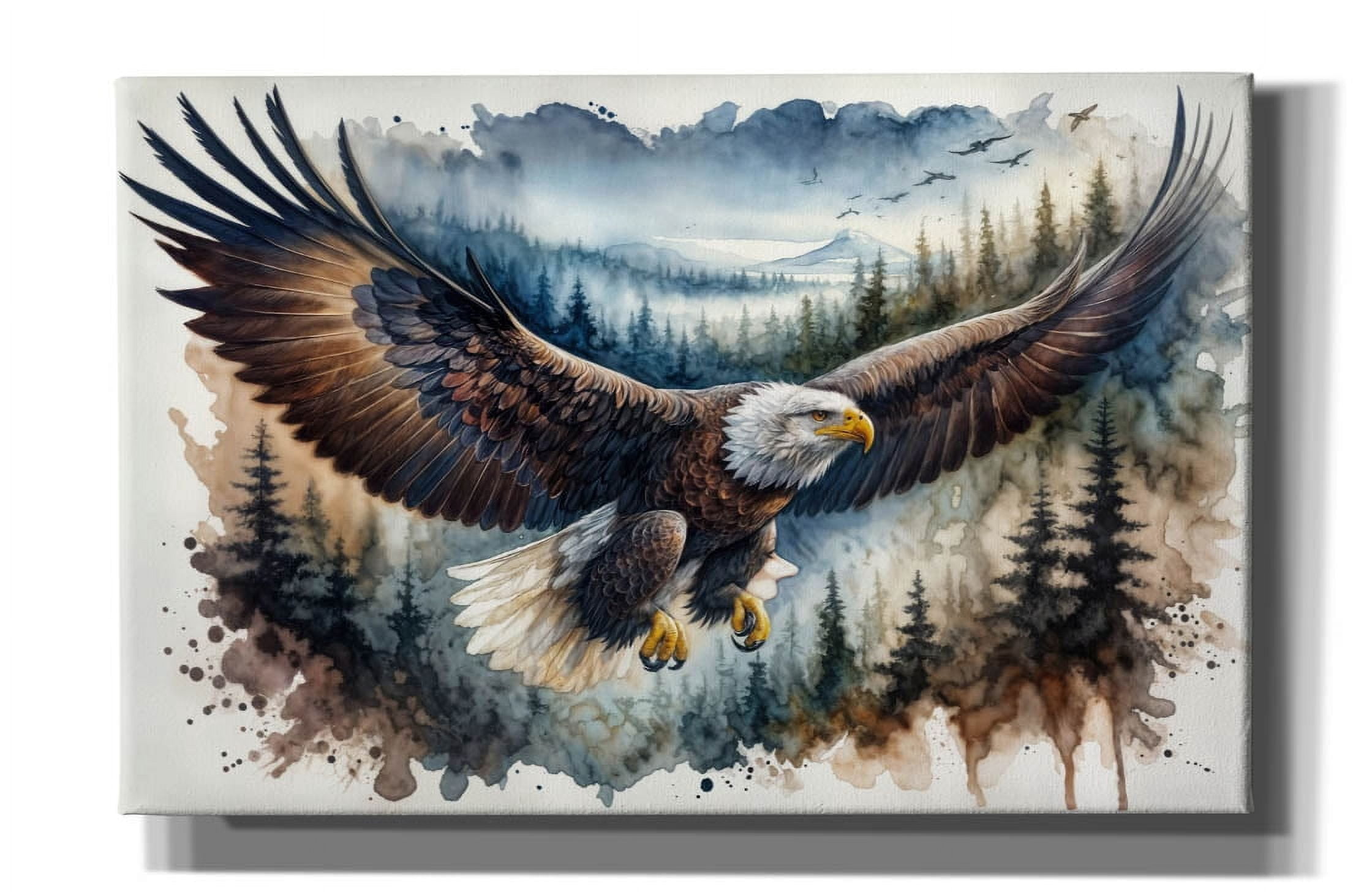 Epic Graffiti 'Soaring Bald Eagle 2' by Rey Klimt Canvas Wall Art, 40 ...