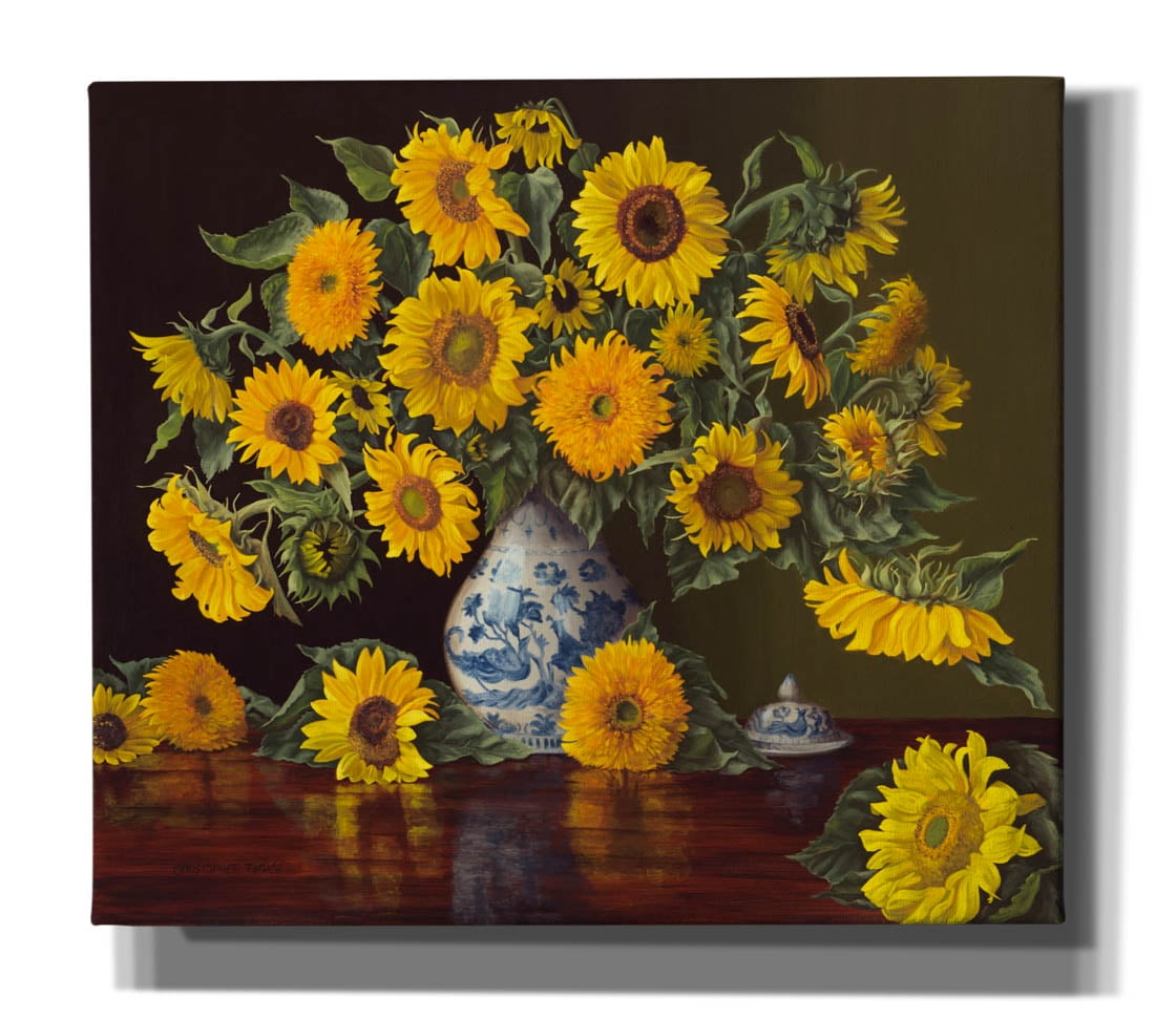 Epic Graffiti 'Sunflowers In Blue And White Vase' by Christopher Pierce ...