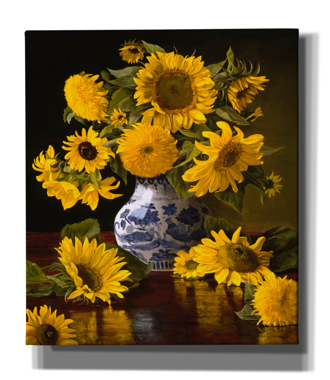Epic Graffiti 'Sunflowers In Blue & White Chinese Vase' by Christopher ...