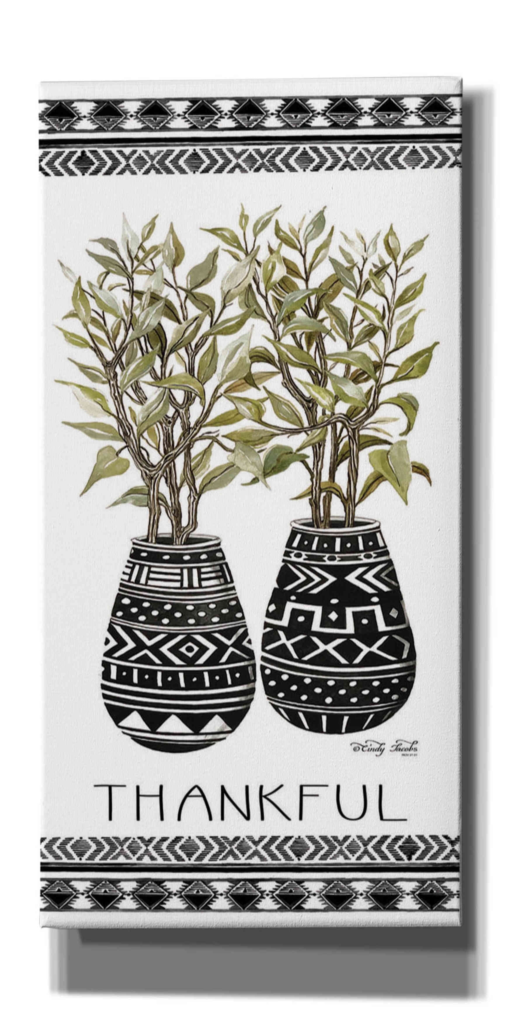 Epic Graffiti 'Thankful Mud Cloth Vase' by Cindy Jacobs, Canvas Wall ...