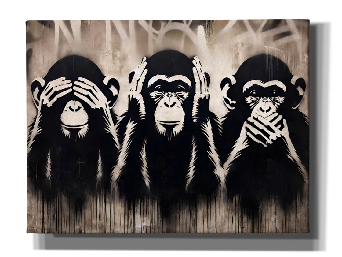 Epic Graffiti 'Three Wize Monkeys' by Andreas Magnusson Canvas Wall Art ...