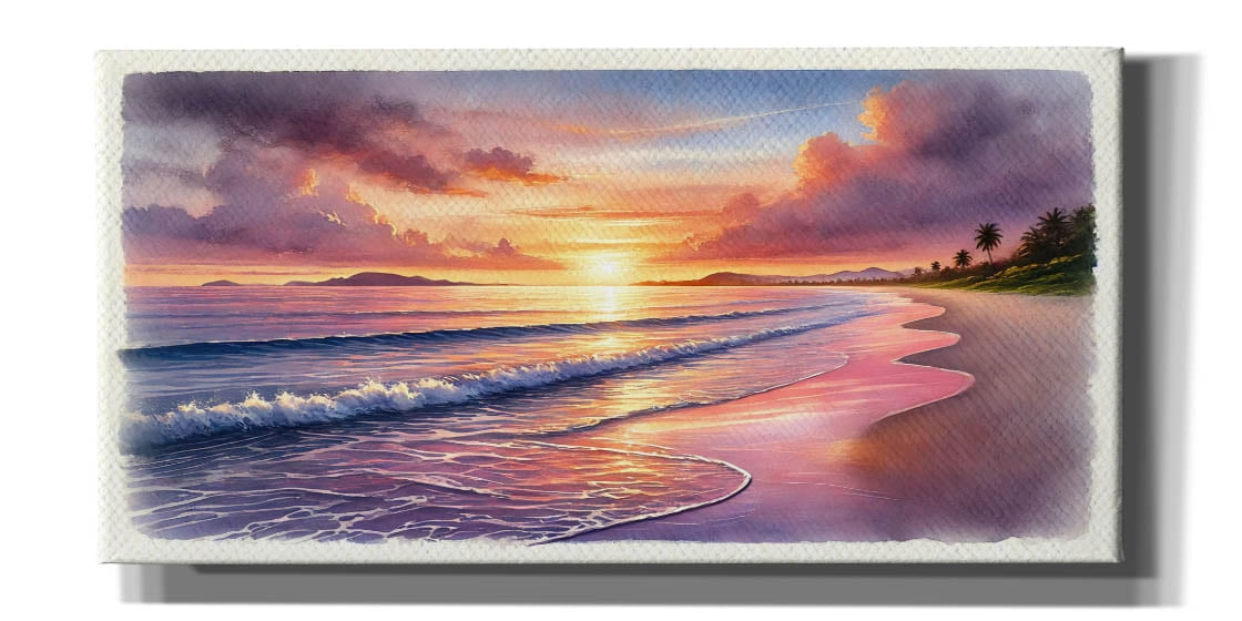 Epic Graffiti 'Tropical Sunset Watercolor' by Rey Klimt Canvas Wall Art ...