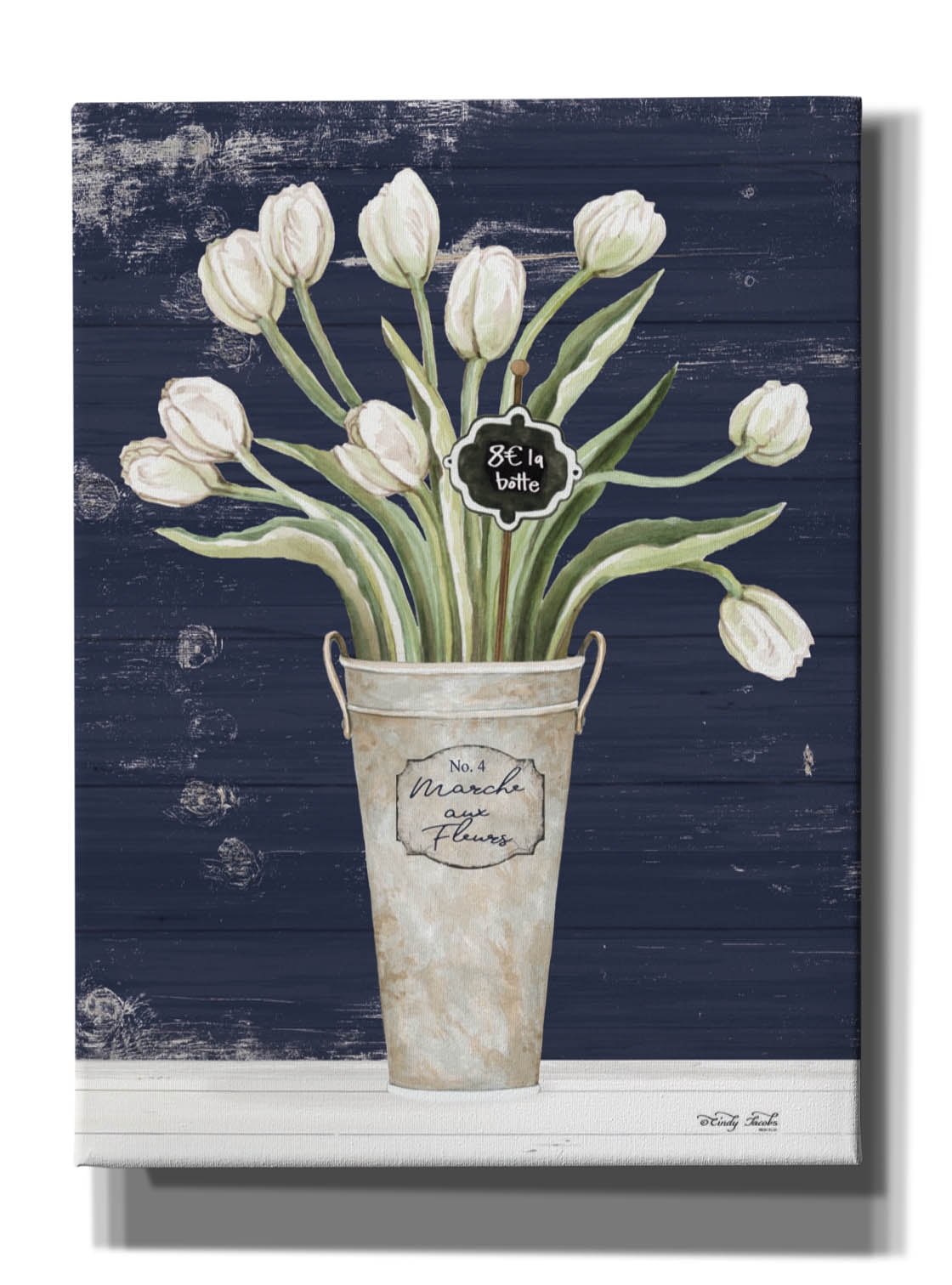 Epic Graffiti 'Tulips on Navy II' by Cindy Jacobs, Canvas Wall Art, 40 ...