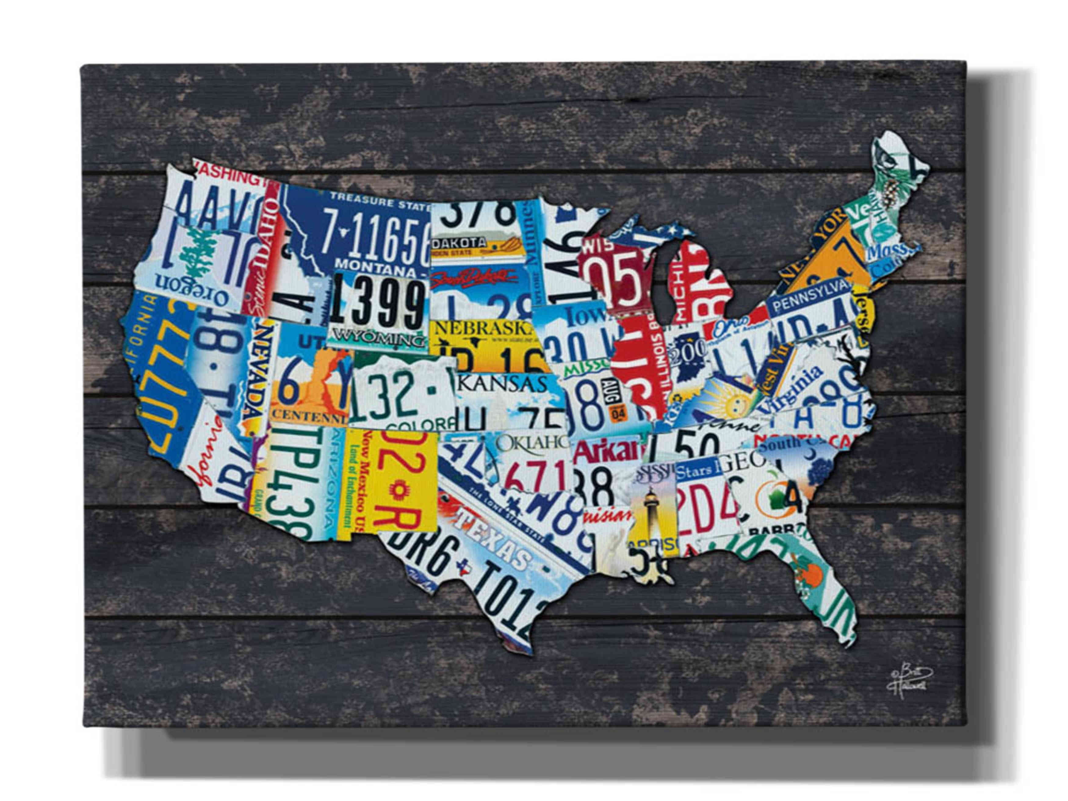 Epic Graffiti 'USA License Plate Map' by Britt Hallowell, Canvas Wall ...