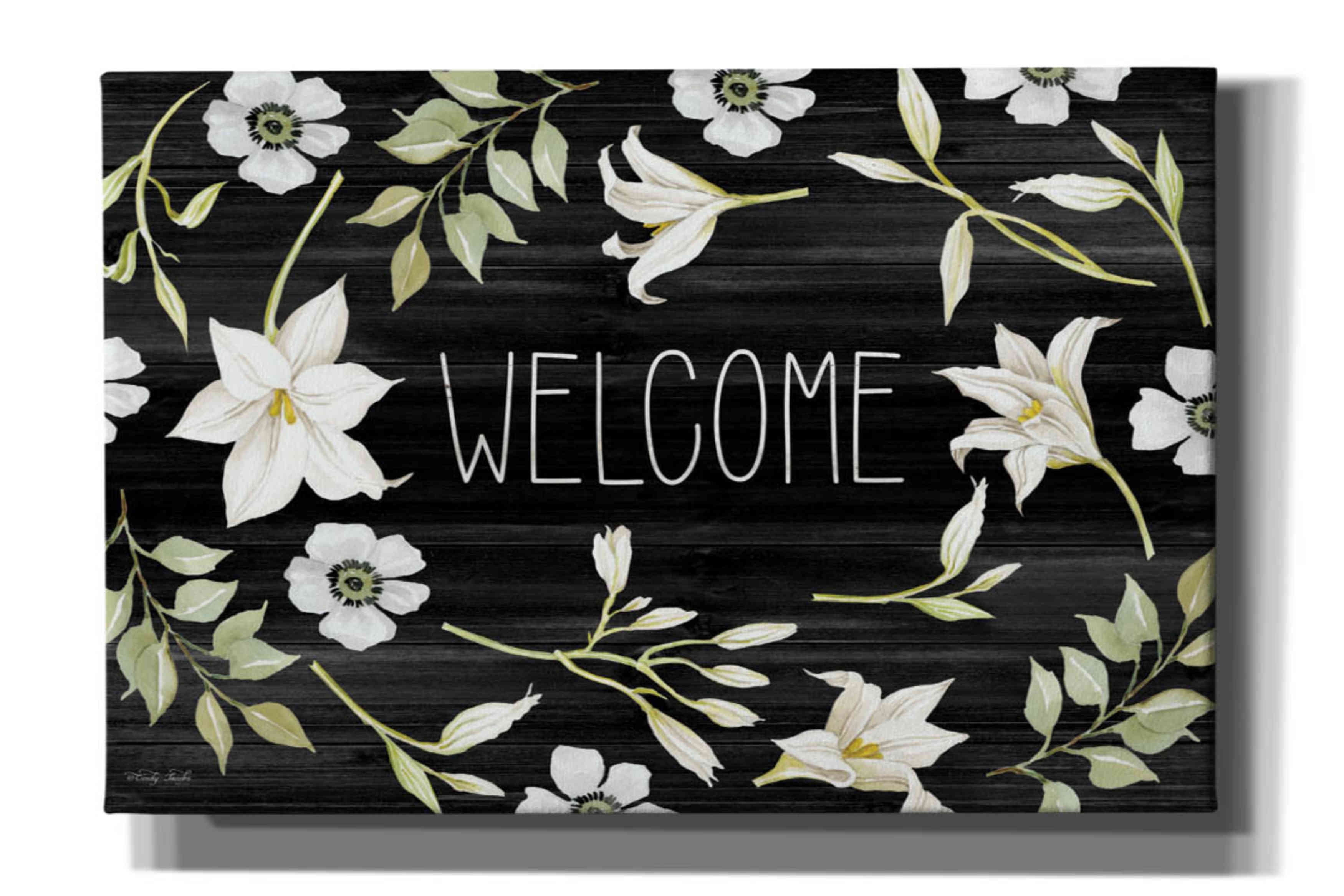 Epic Graffiti 'Welcome Lilies' by Cindy Jacobs, Canvas Wall Art, 60"x40 ...