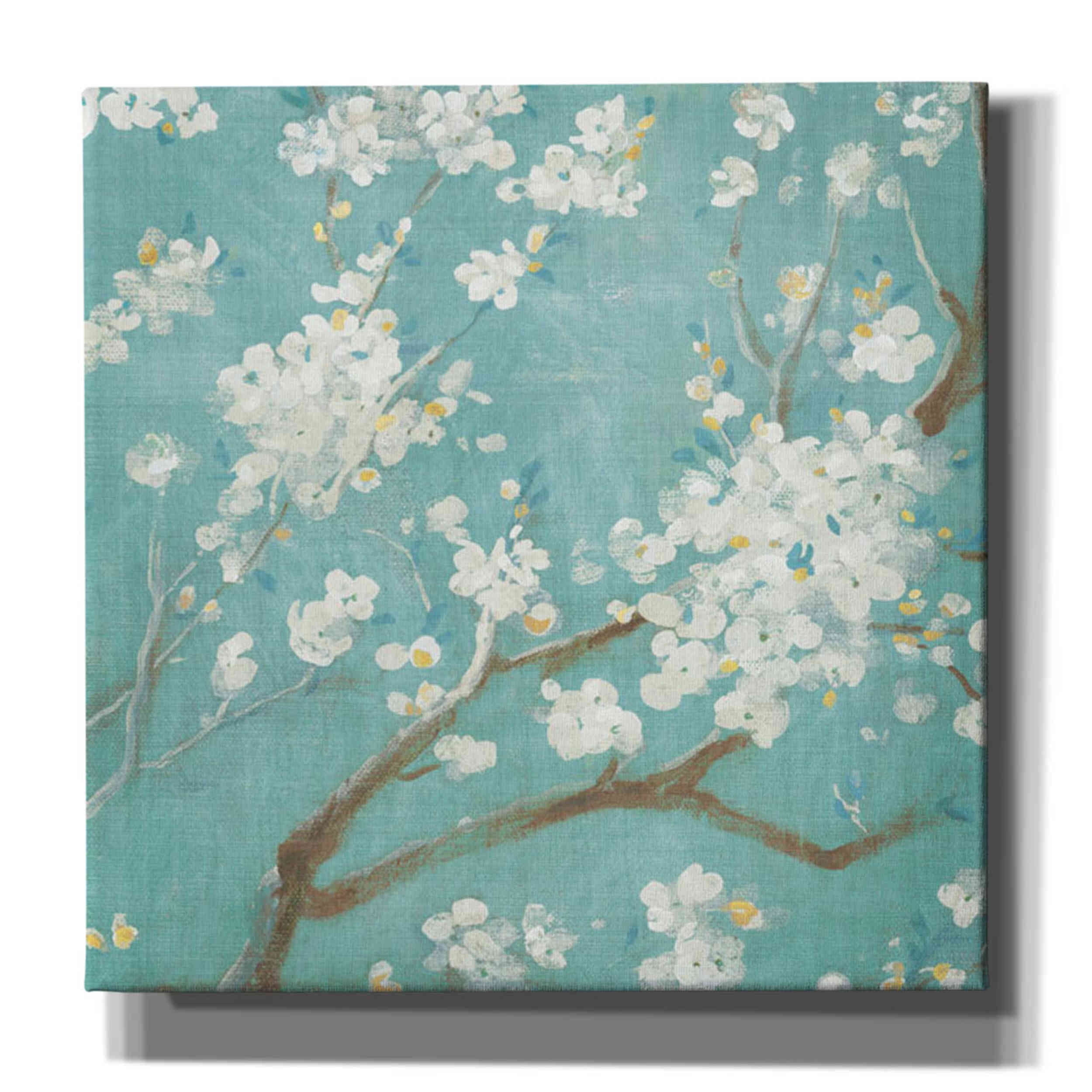 Epic Graffiti 'White Cherry Blossom I on Blue' by Danhui Nai, Canvas ...
