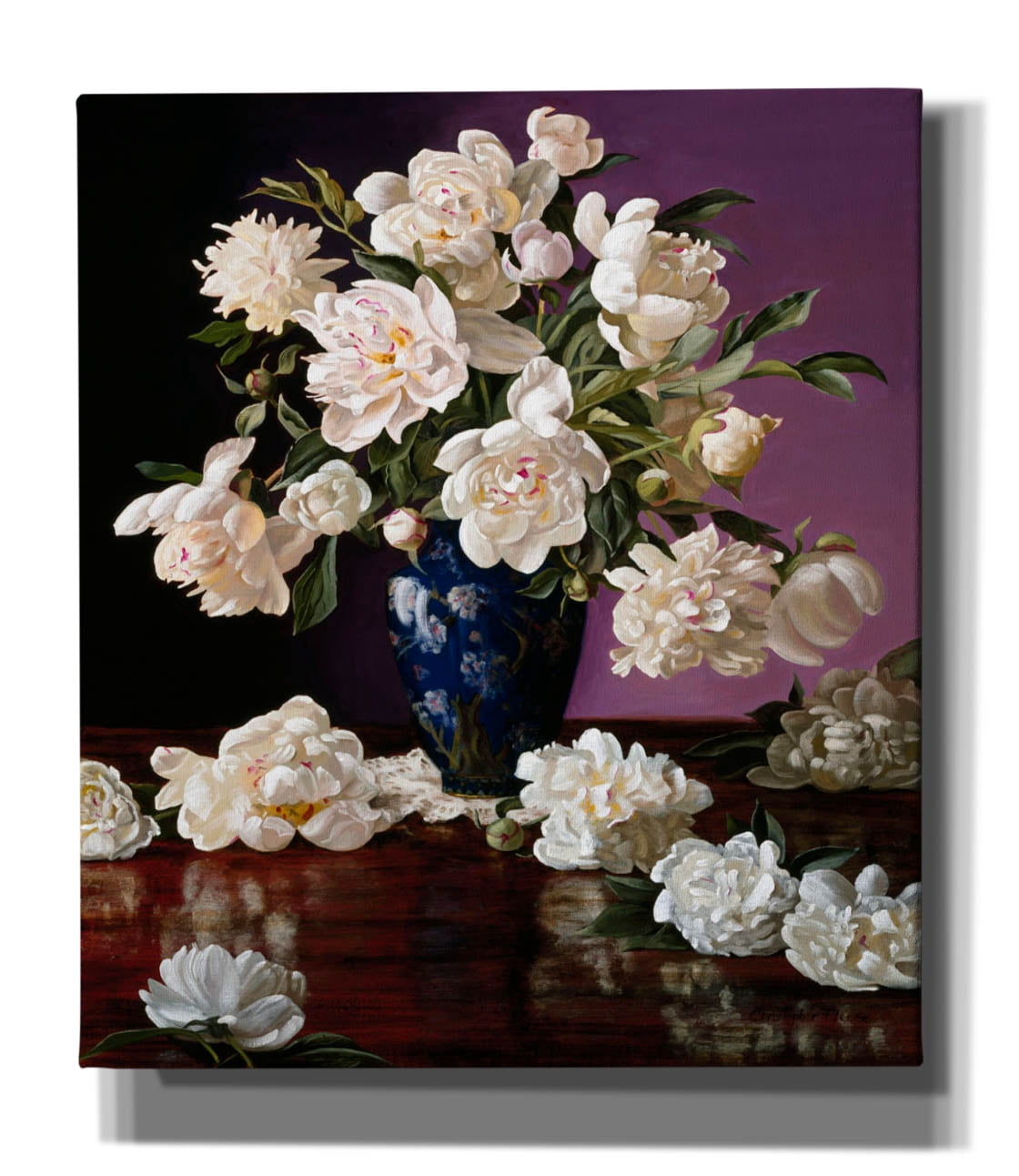 Epic Graffiti 'White Peonies In Blue Chinese Vase' by Christopher ...