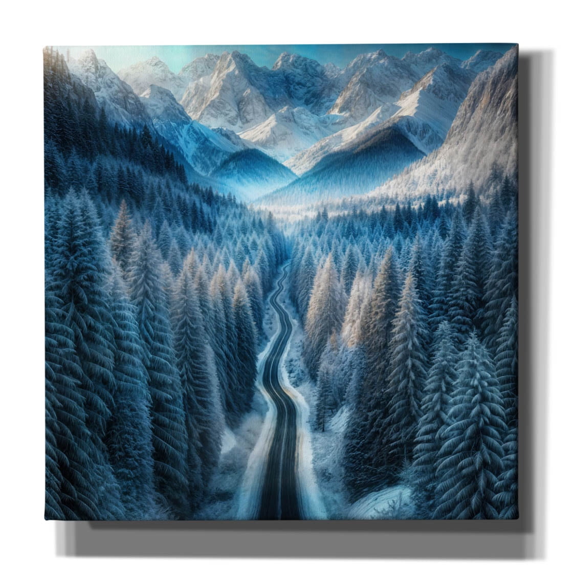 Epic Graffiti 'Winter Road In Mountains' by Rey Klimt Canvas Wall Art ...