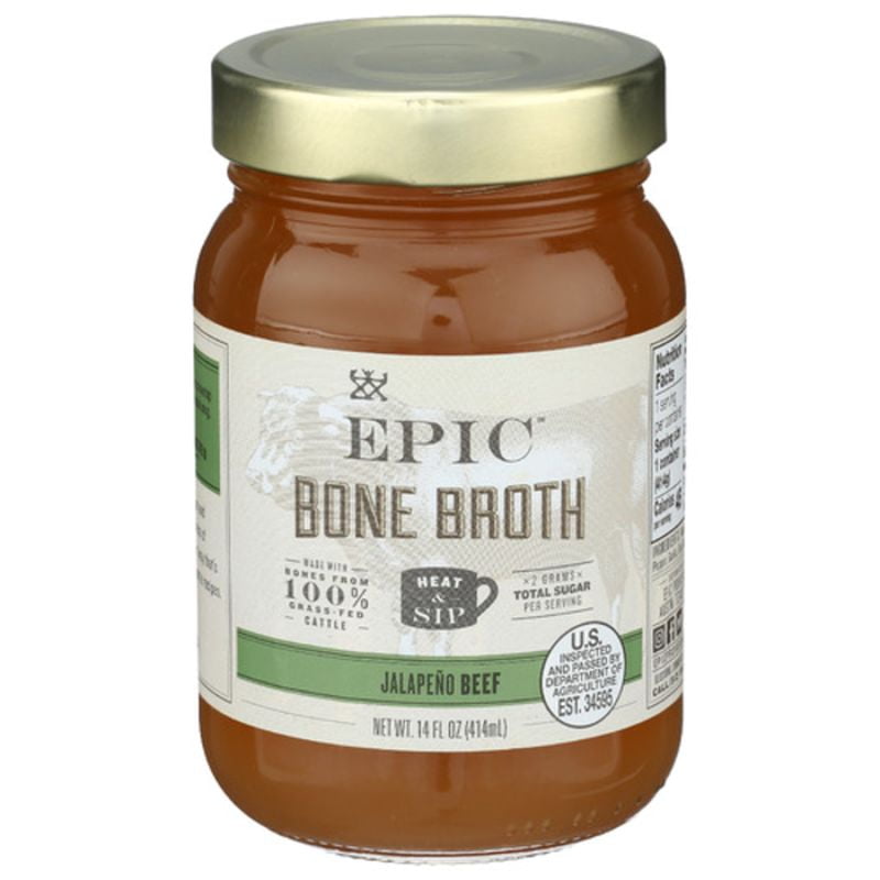 Epic Jalapeno Sea Salt Beef Bone Broth 14 fl oz Pack of 2 - Walmart.com