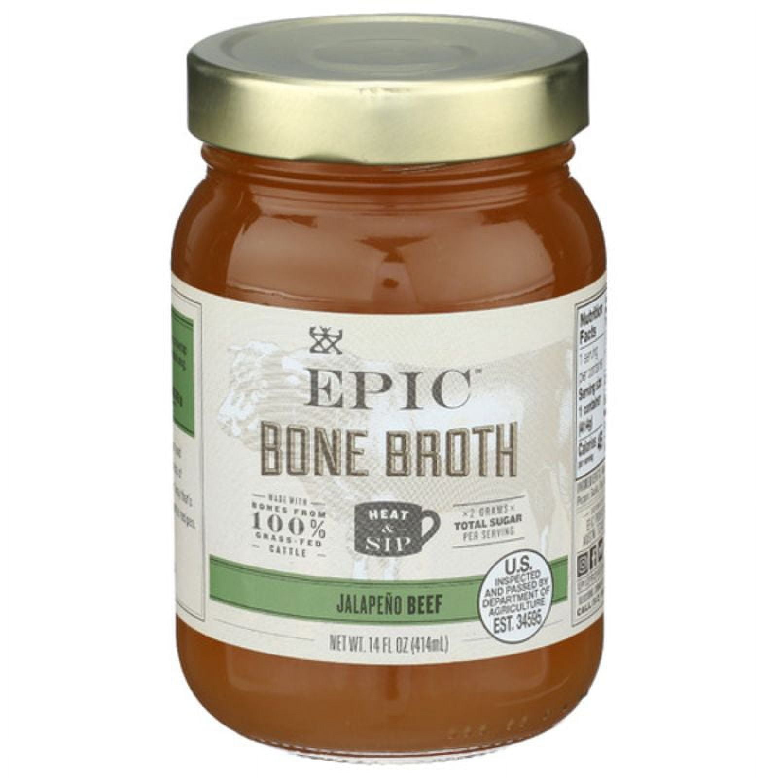 Epic Jalapeno Sea Salt Beef Bone Broth 14 oz - Walmart.com