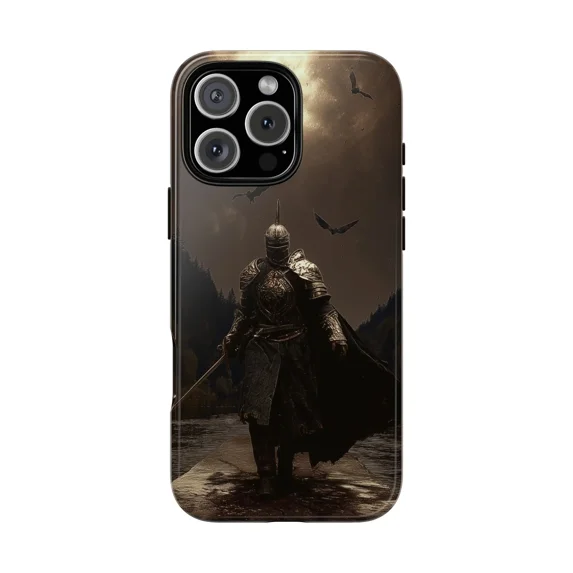 Epic Knight Dark Armor Warrior Battle Case for iPhone 17 through 11 Pro ...
