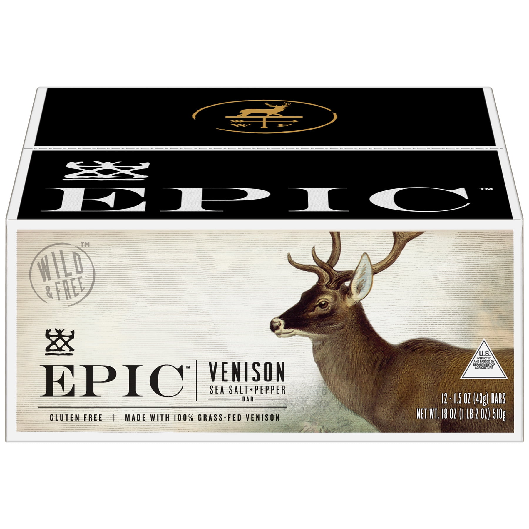 Epic Venison Jerky Meat Bar - Sea Salt & Pepper Flavor, 12-Pack ...