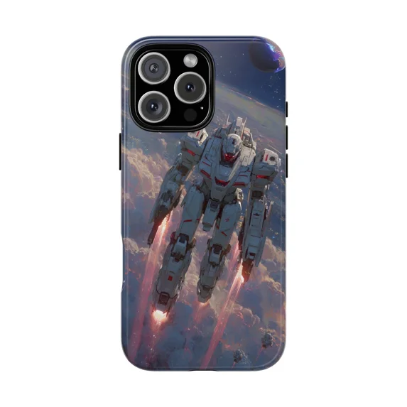 Epic Mecha Robot Space Flight Sci-Fi Scene Case for iPhone 17 to 11 Pro ...