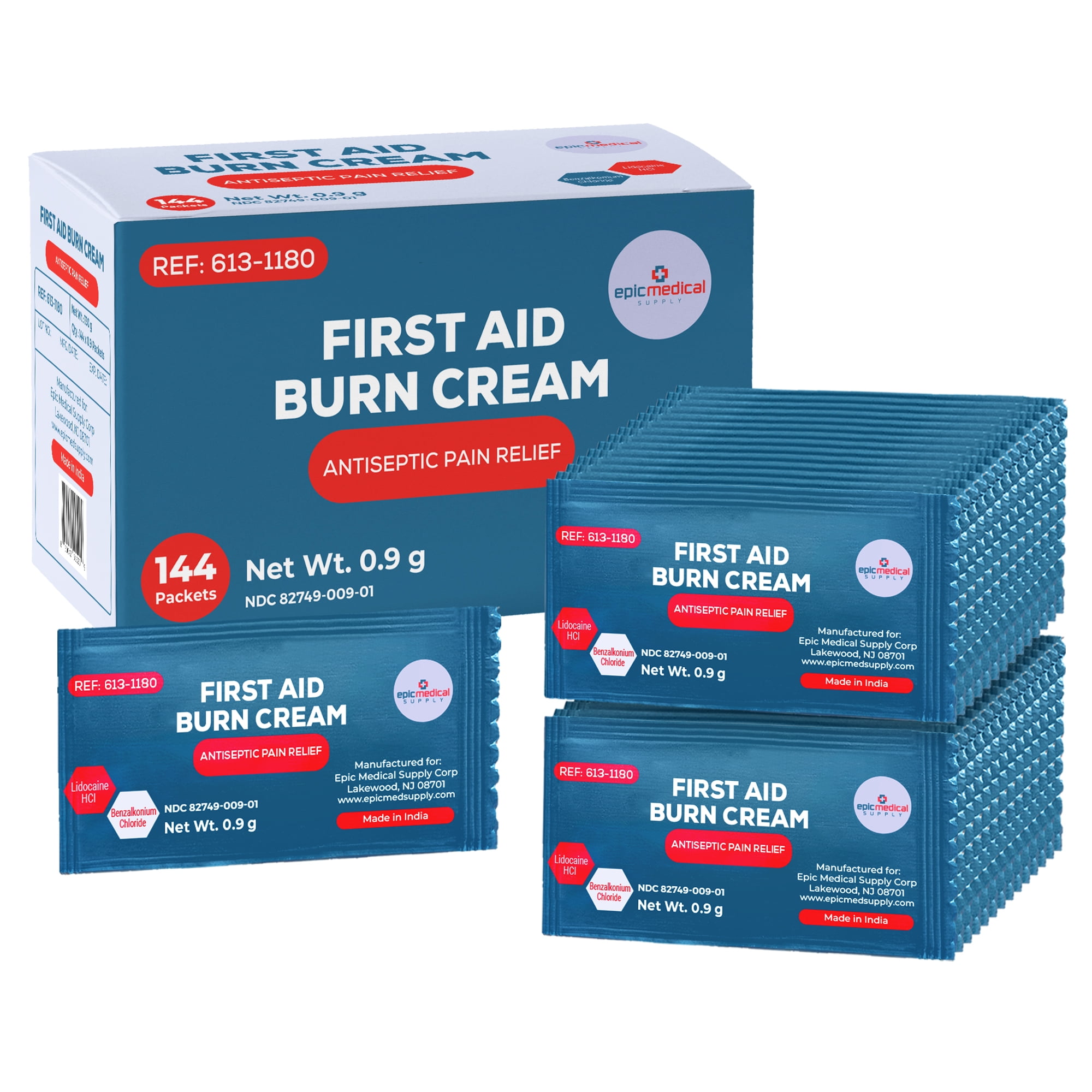 Epic Medical Supply First Aid Burn Relief Cream .9g Packets Box of 144 ...