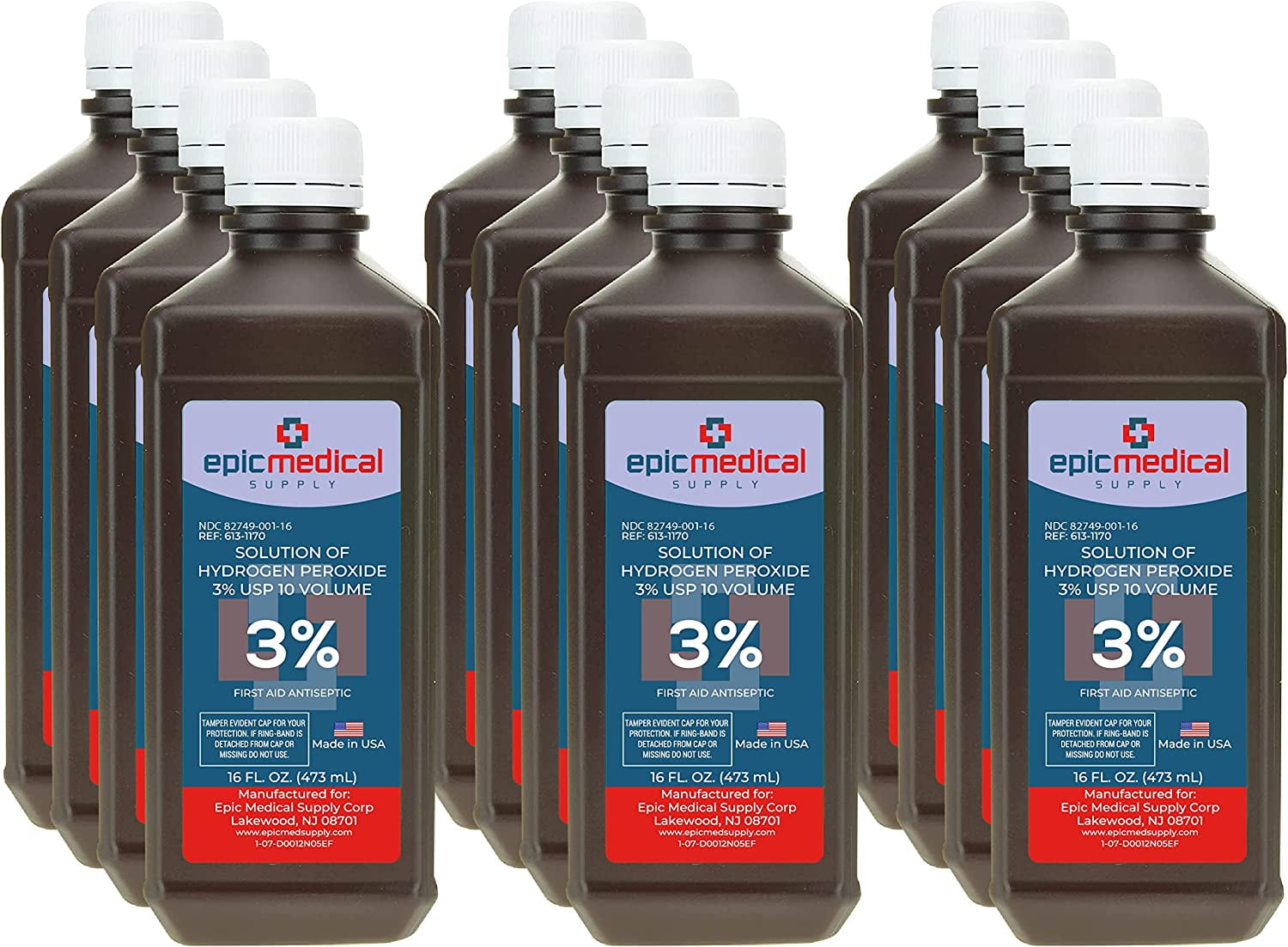Epic Medical Supply Hydrogen Peroxide, Topical Antiseptic, 3% USP, 16 ...