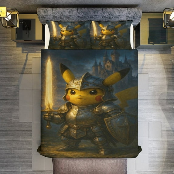 Epic P-okemon Knight Pikachu in Shining Armor Bed Sheets for Kids Boys ...
