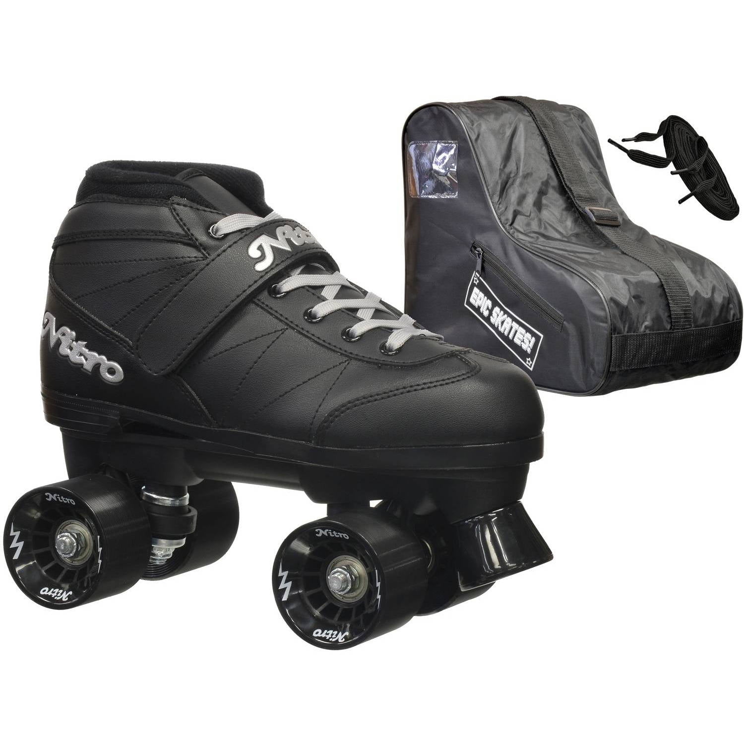 Epic Super Nitro Black Quad Speed Skates - 58mm Wheels - Walmart.com
