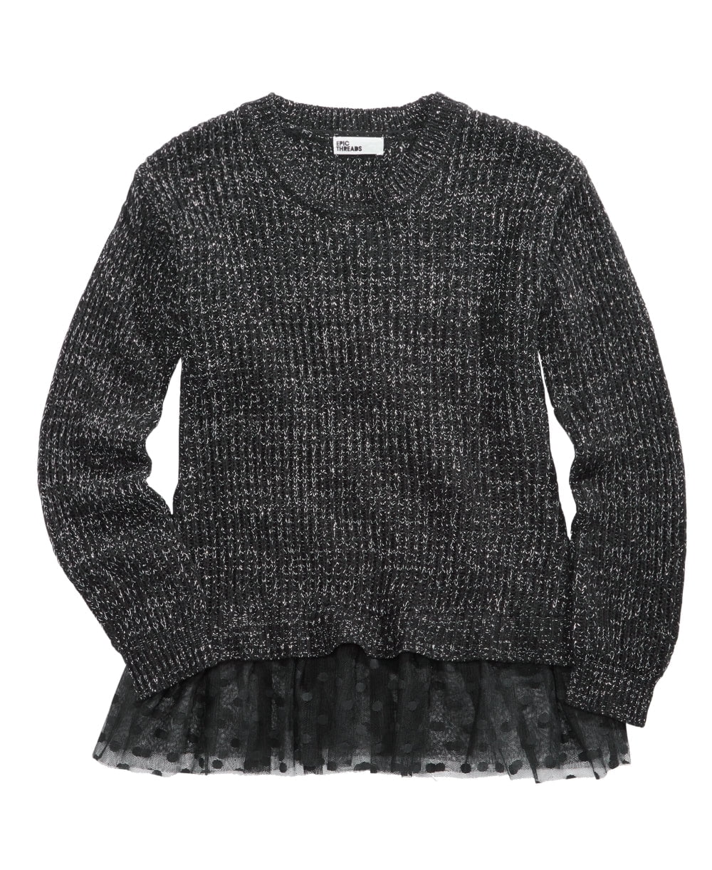 Epic Threads Big Kid Girls Mesh Trim Sweater - Walmart.com