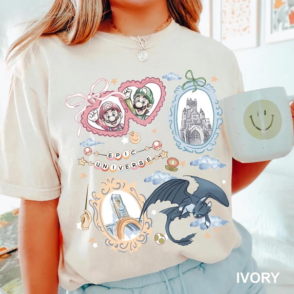 Epic Universe Shirt 2026 Family Park Trip T-Shirt Mario Luigi Toothless ...
