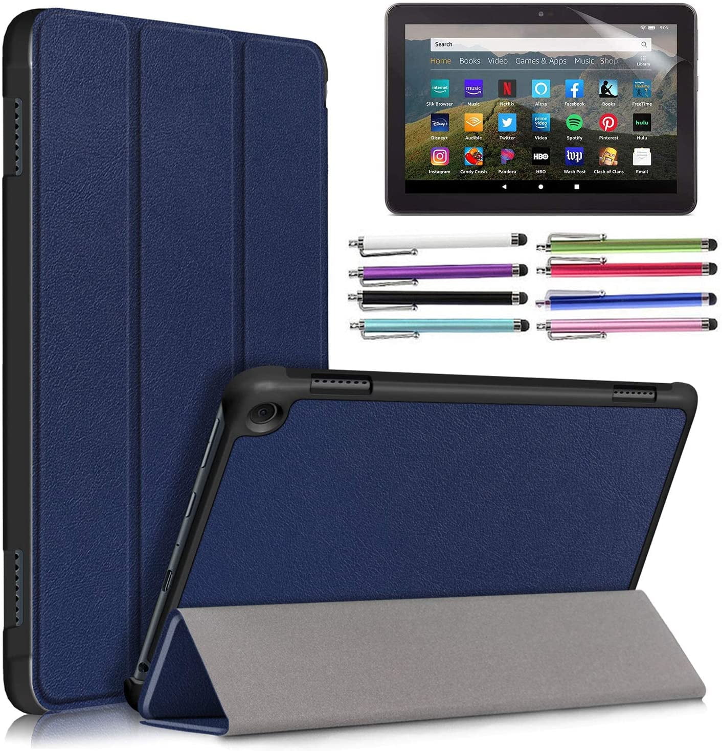 EpicGadget Fire HD 8 and HD 8 Plus Tablet Case, Slim PU Leather Trifold ...