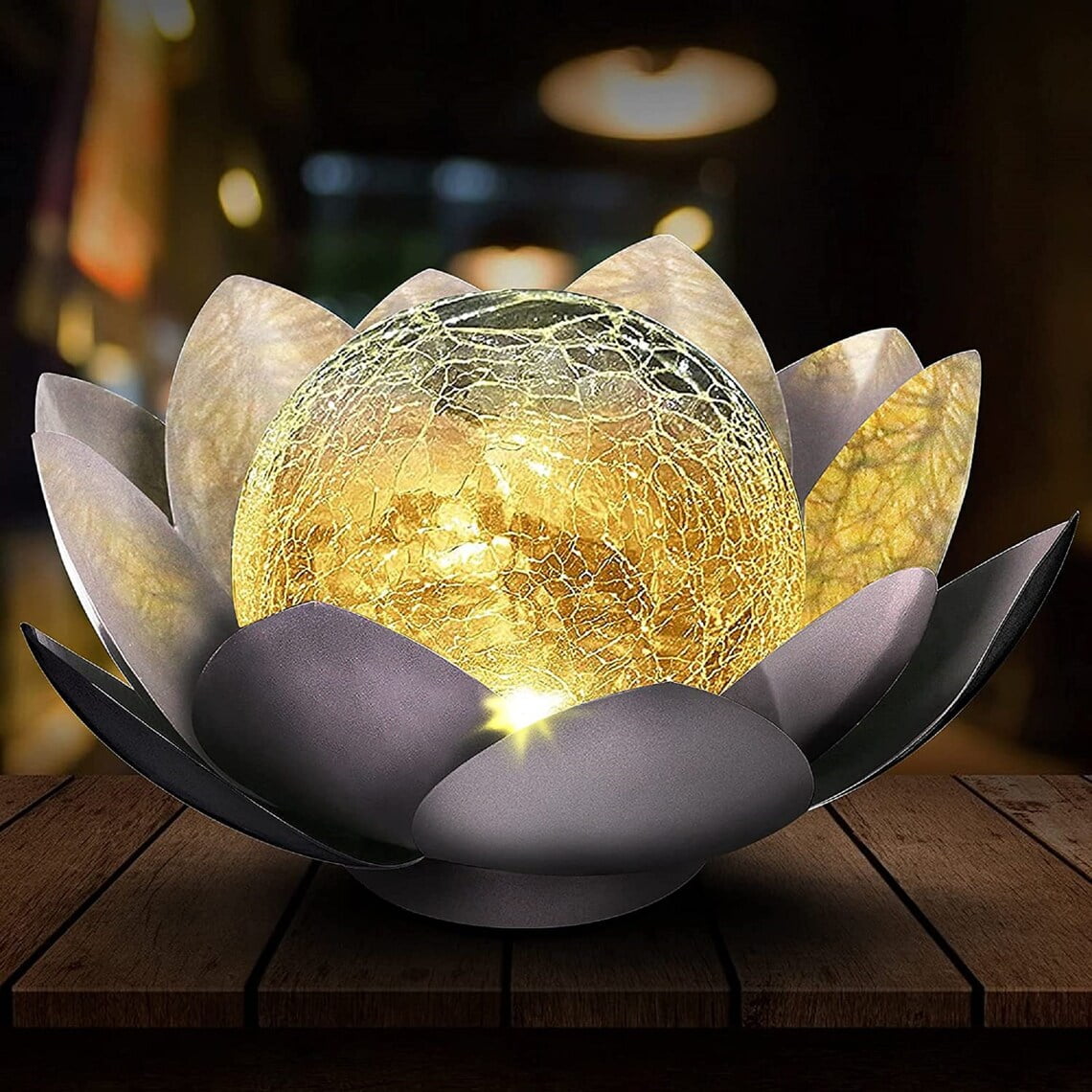 Large LED Metal Lotus Flower Solar Lights, EpicGadget Solar Light ...