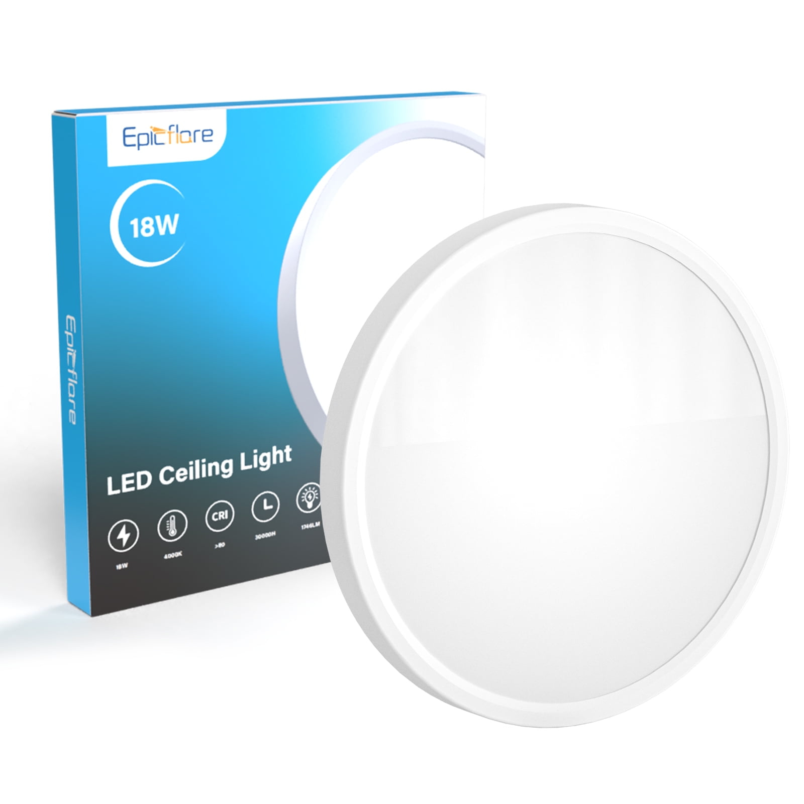 Epicflare LED Ceiling Light, 18 W Flat Round Ceiling Light, Colour ...