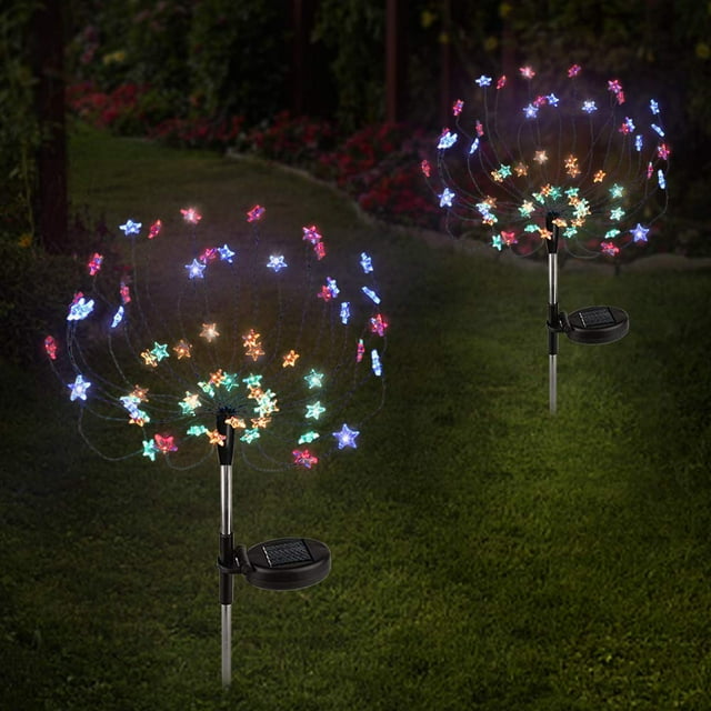Epicgadget [2 Pack] Solar Star Firework Tree Light, LED Outdoor Star ...